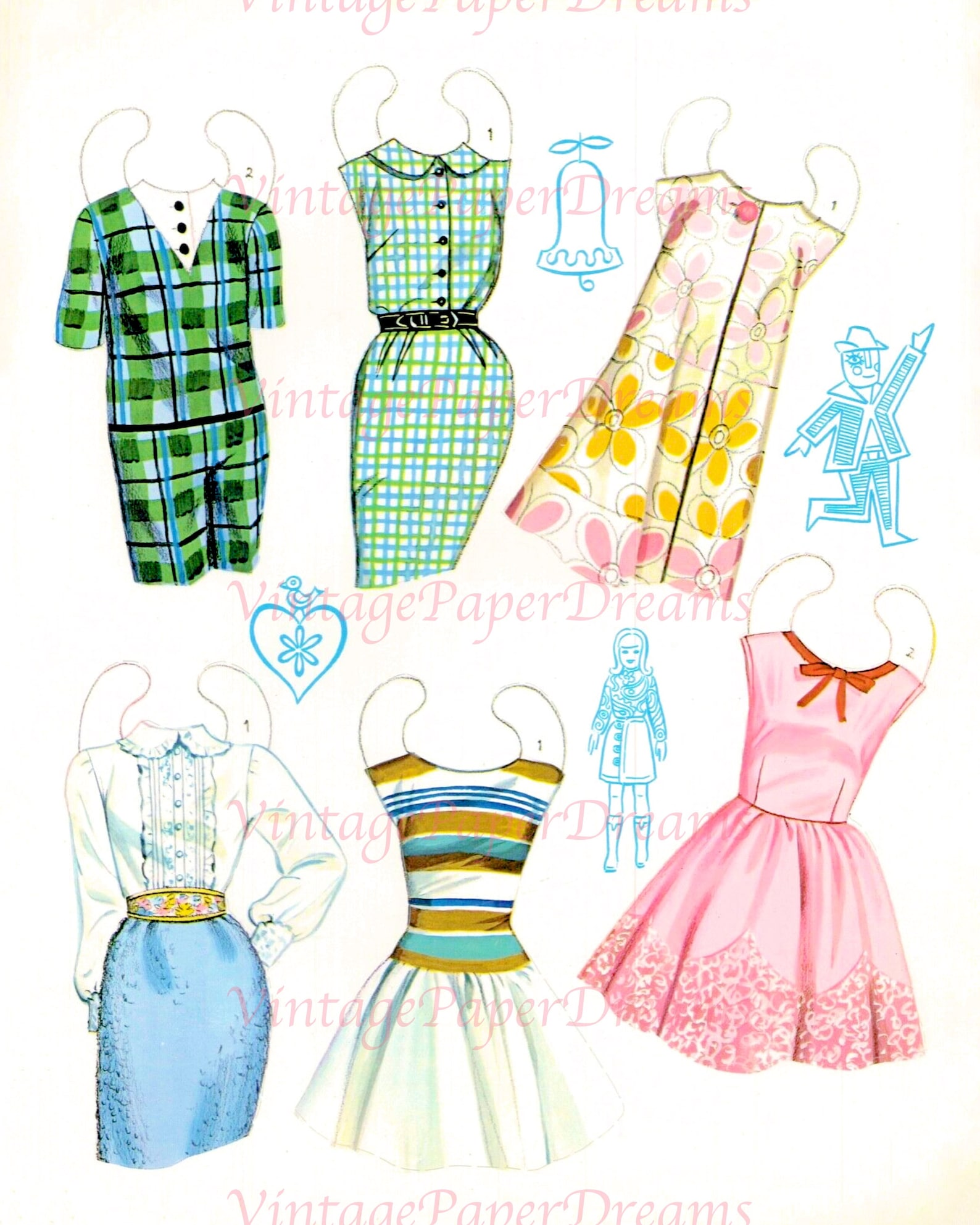 Vintage Paper Doll Printable PDF Model Paper Doll 60s 1960s Brunette ...