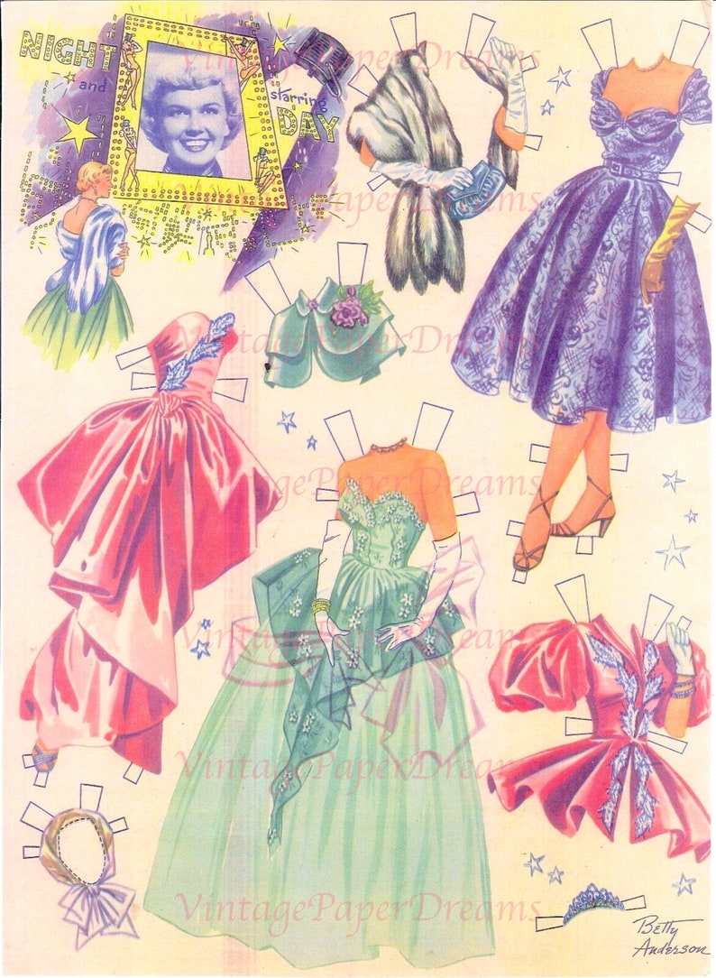 Vintage Paper Doll Printable PDF • doris Day Paper Doll • 1953 50s ...