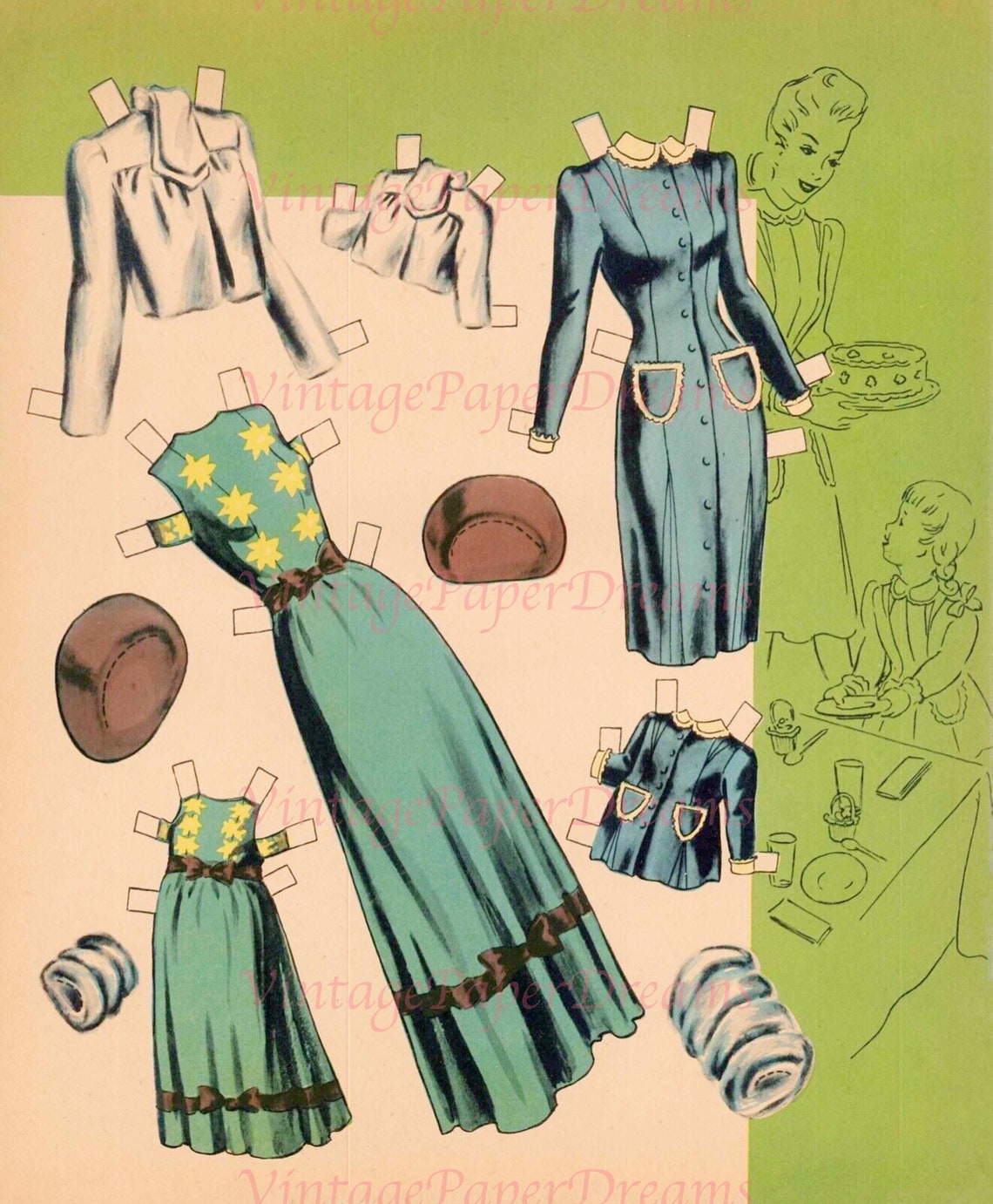 Vintage Paper Doll Printable PDF Mother Daughter Paper Dolls - Etsy