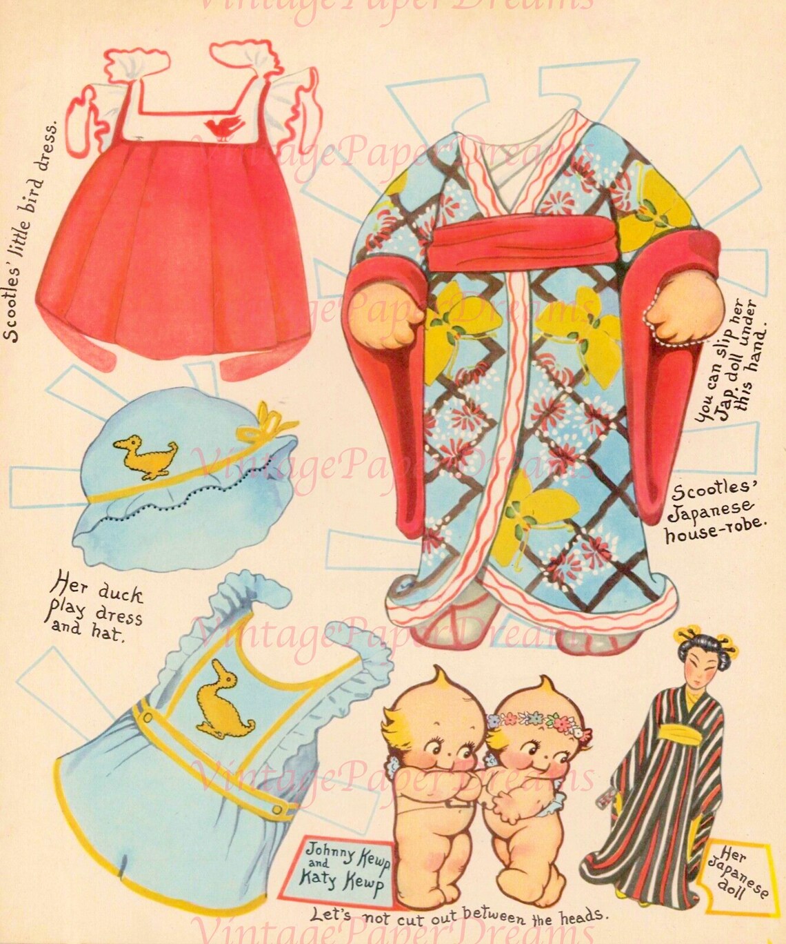 Vintage Paper Doll Printable PDF • Scootles and Kewpie Paper Doll • 30s ...