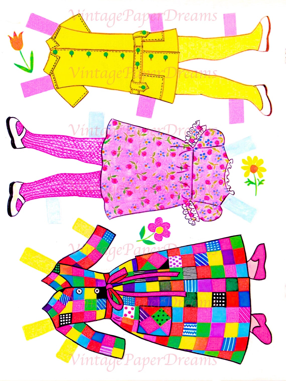 Vintage Paper Doll Printable PDF sketchy Paper Doll 70s 1970s Paper ...