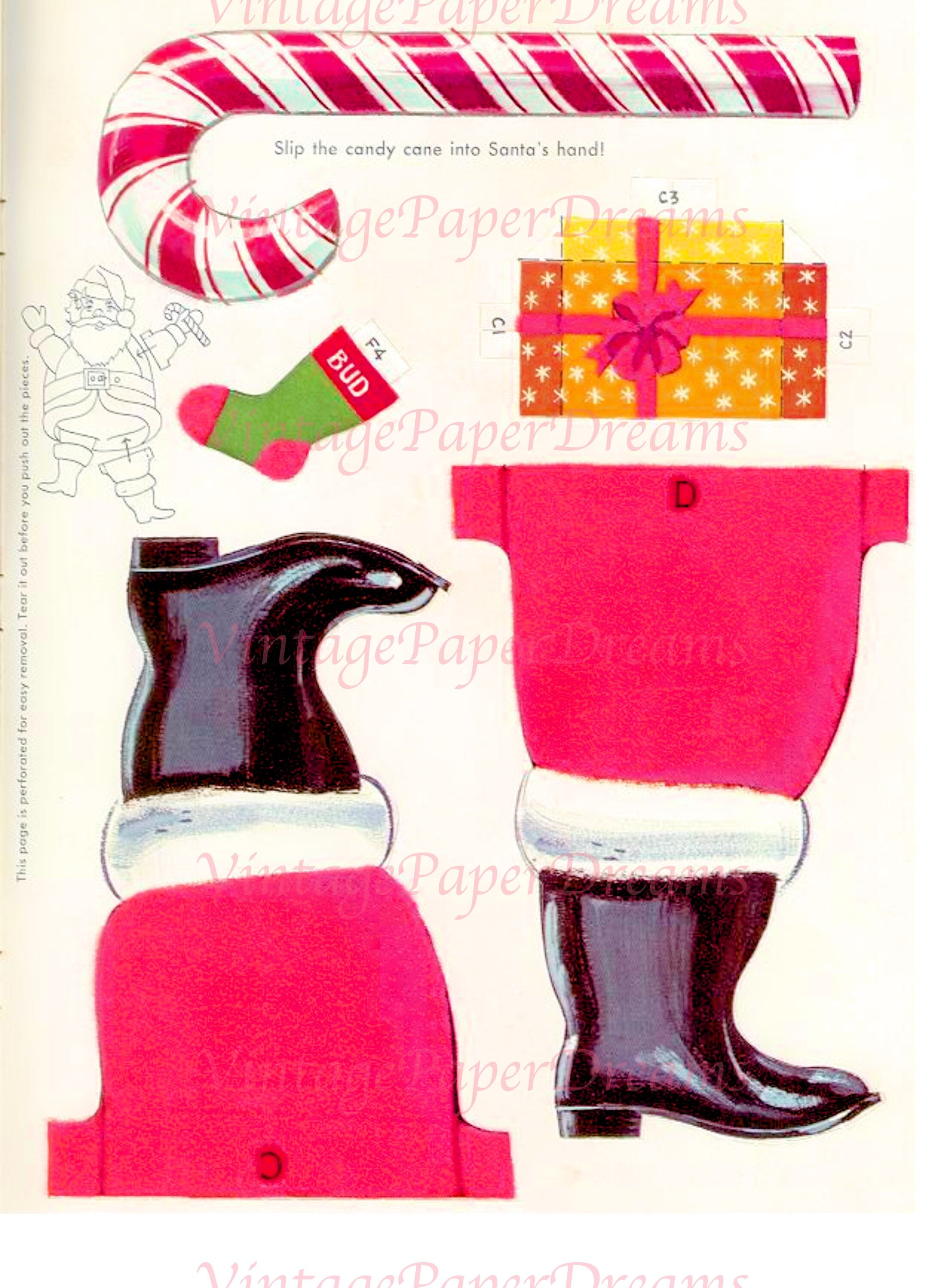 Vintage Christmas Activity Book Printable PDF • Santa's Playbook Paper ...