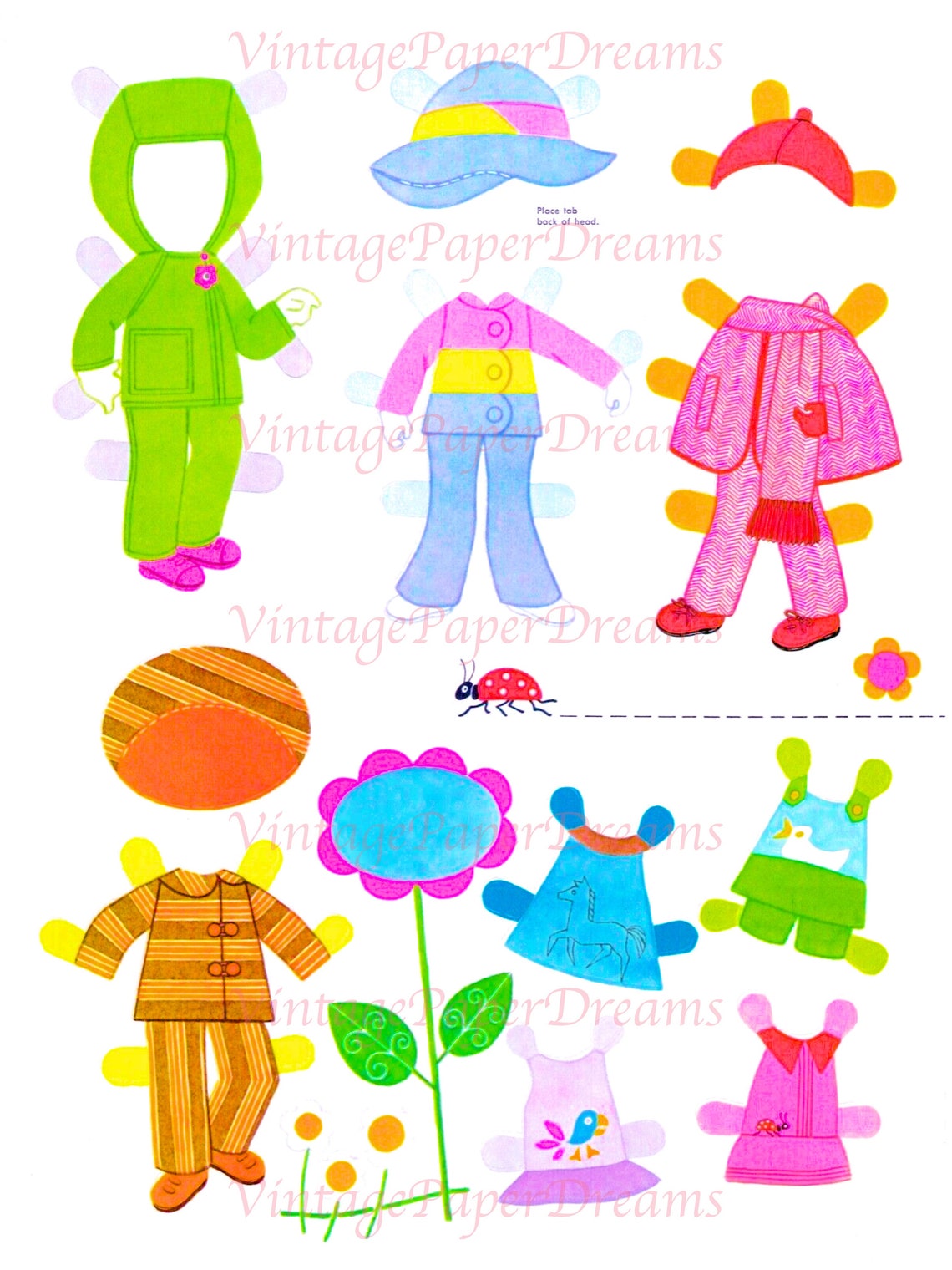 Vintage Paper Doll Printable PDF flatsy Paper Doll 70s - Etsy