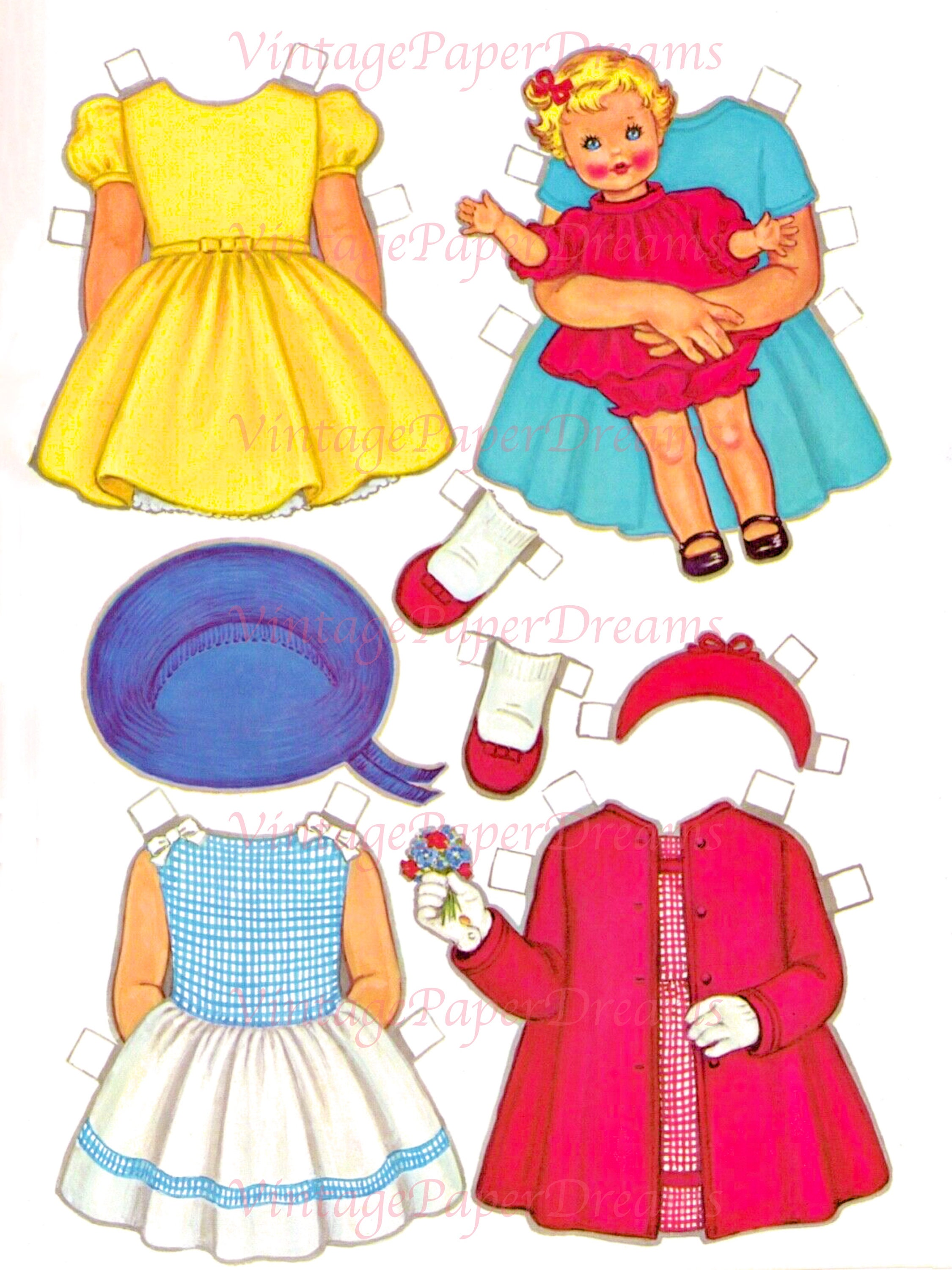 Vintage Paper Doll Printable PDF • Little Girl Paper Dollies • 60s ...