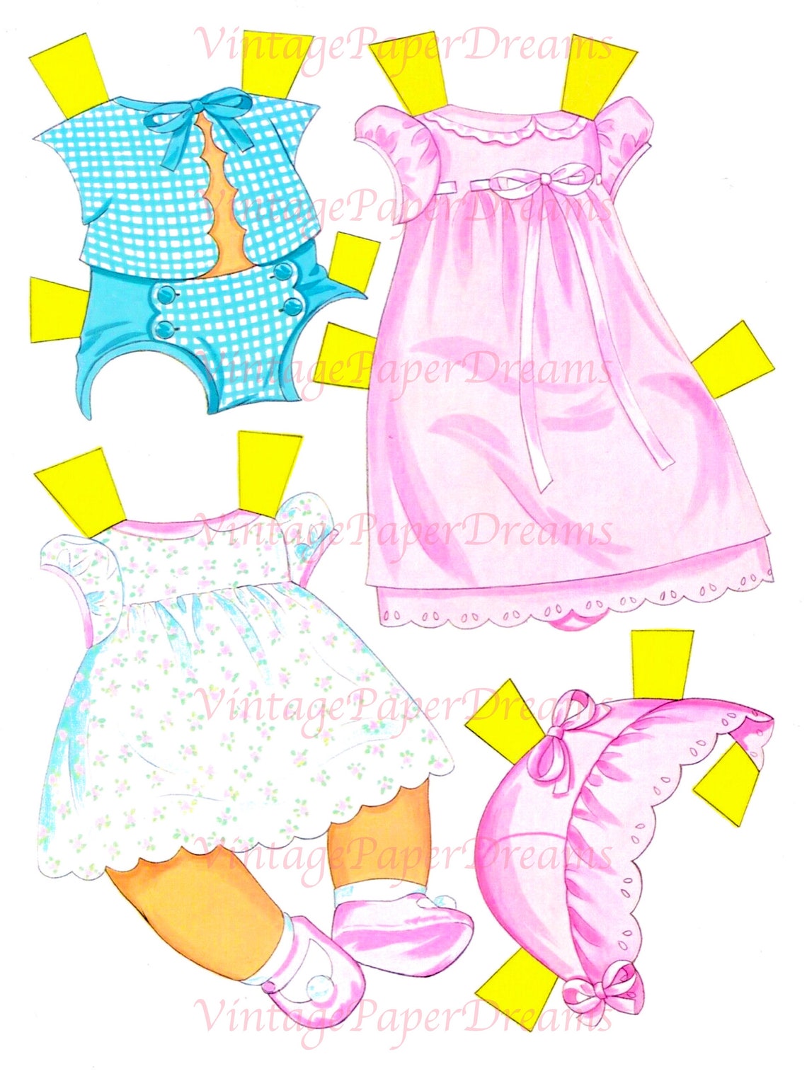 Vintage Paper Doll Printable PDF newborn Baby Paper Doll - Etsy