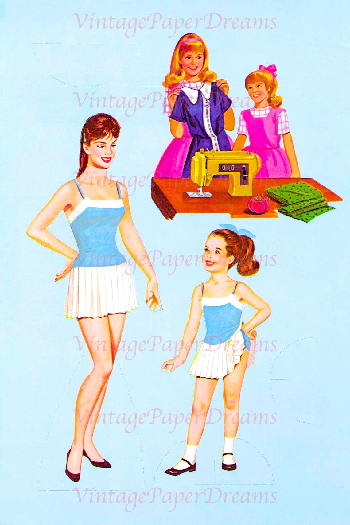 Vintage Paper Doll Printable PDF mother Daughter Paper Doll - Etsy