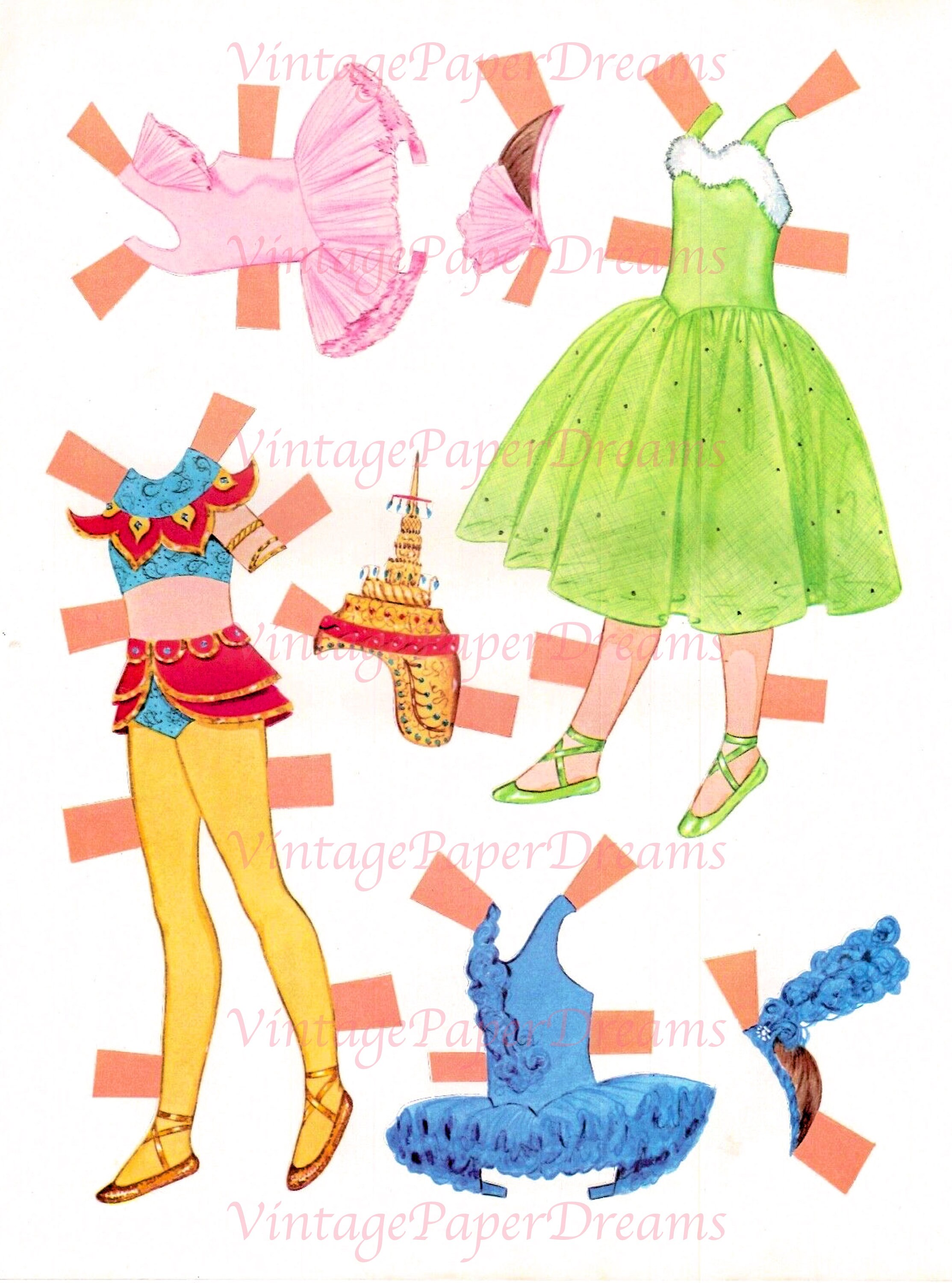 Vintage Paper Doll Printable PDF ballet Ballerina Paper Doll 60s 1960s ...