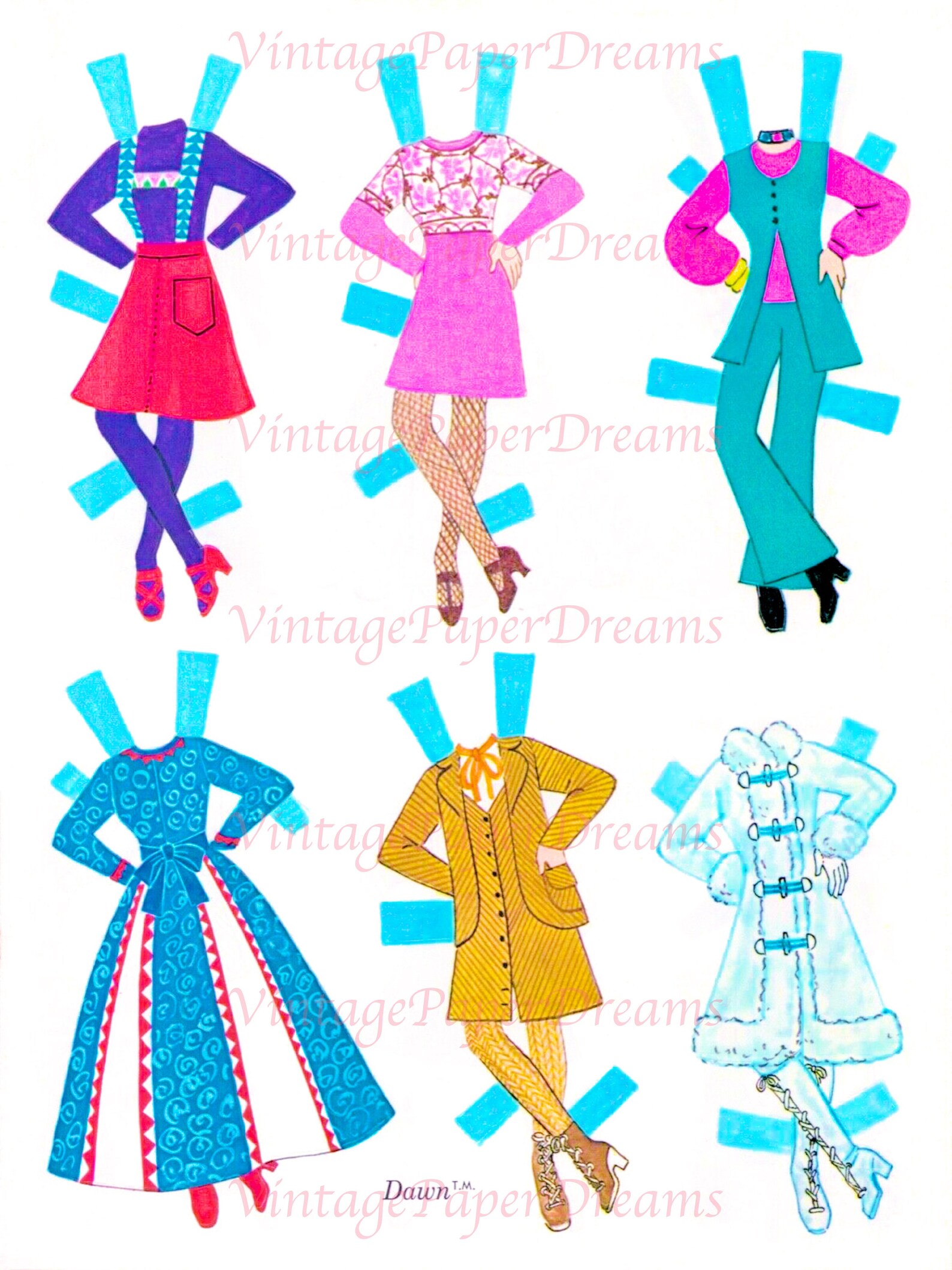 Vintage Paper Doll Printable PDF • dawn Paper Doll • 70s 1970s Black ...
