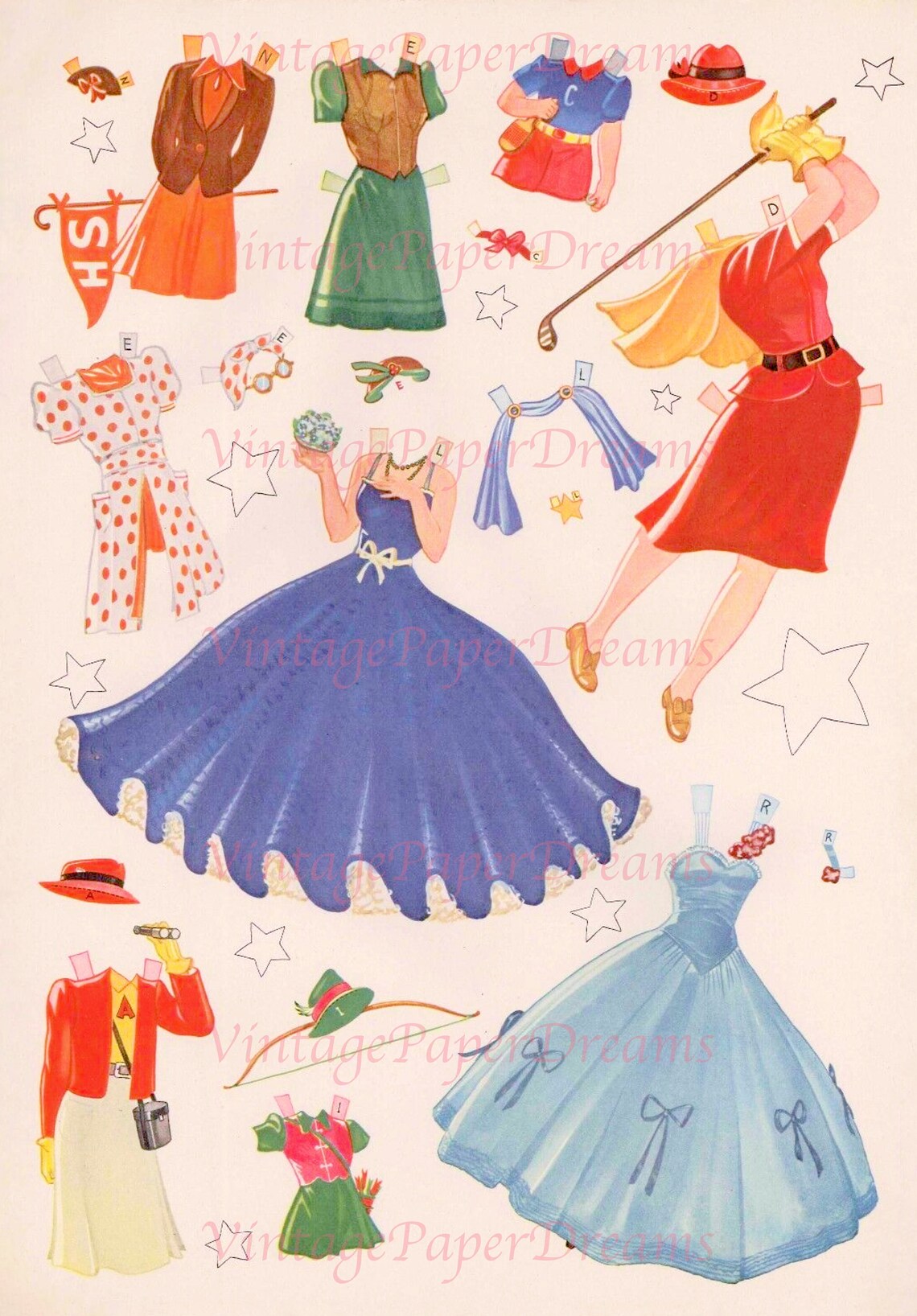 Vintage Paper Doll Printable PDF Sister Nurse Paper Dolls 40s 1940s Blonde Redhead Paper Doll ...