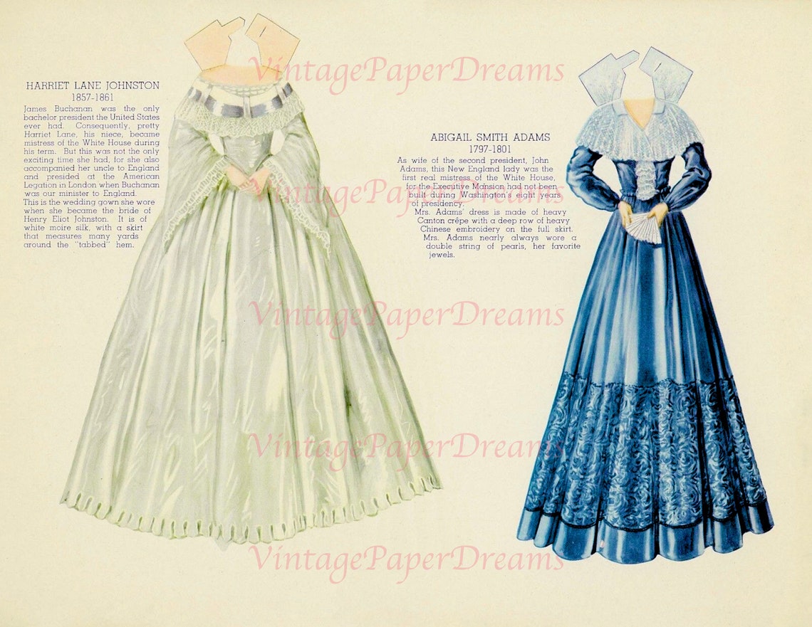 Vintage Paper Doll Printable PDF First Ladies Paper Dolls - Etsy