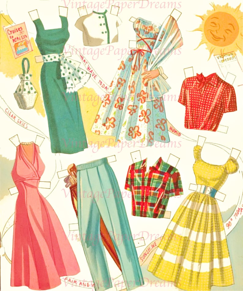 Vintage Paper Doll Printable PDF fashion Model Paper Dolls - Etsy