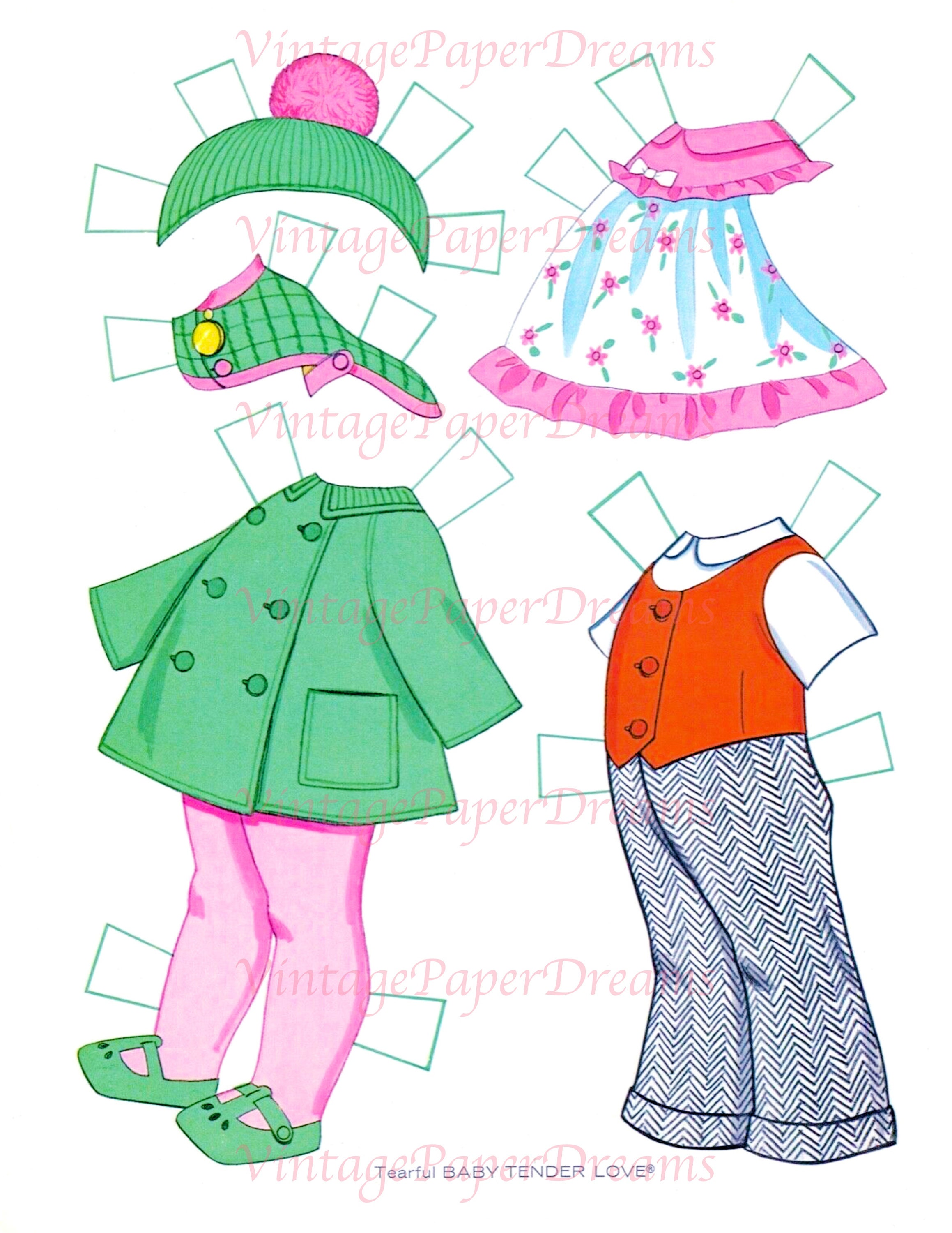 Vintage Paper Doll Printable PDF crying Baby Paper Doll 70s 1970s Paper ...