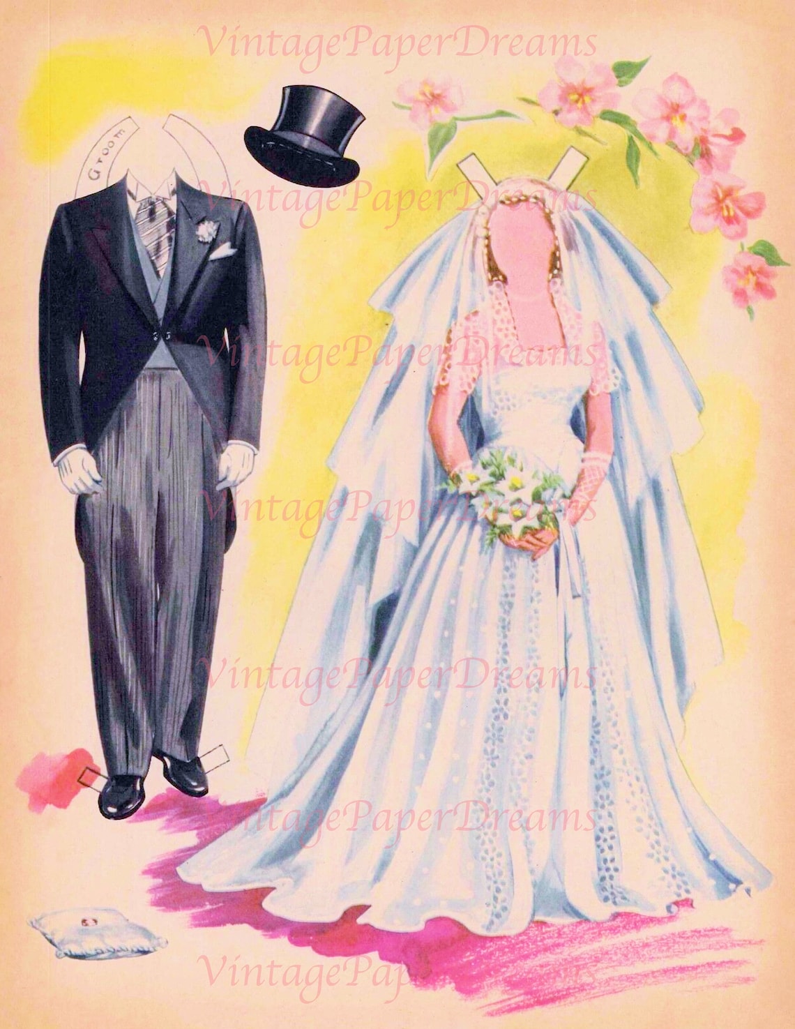 Vintage Paper Doll Printable PDF wedding Party Paper Doll 50s 1950s Paper Doll Pattern Download ...