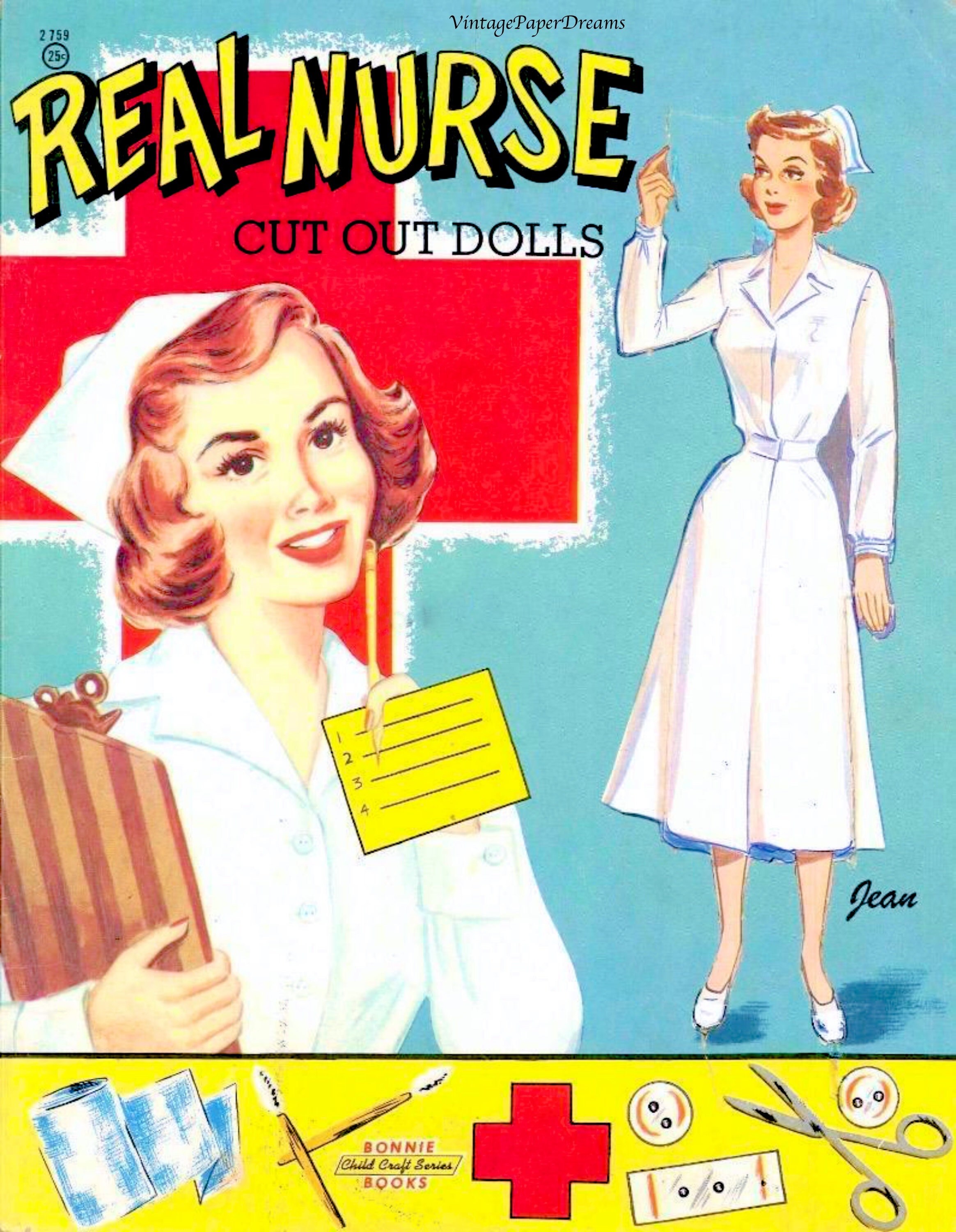 Vintage Paper Doll Printable Pdf Wwii Nurse Paper Doll Jpeg 40s 1940s Blonde Redhead Paper Doll