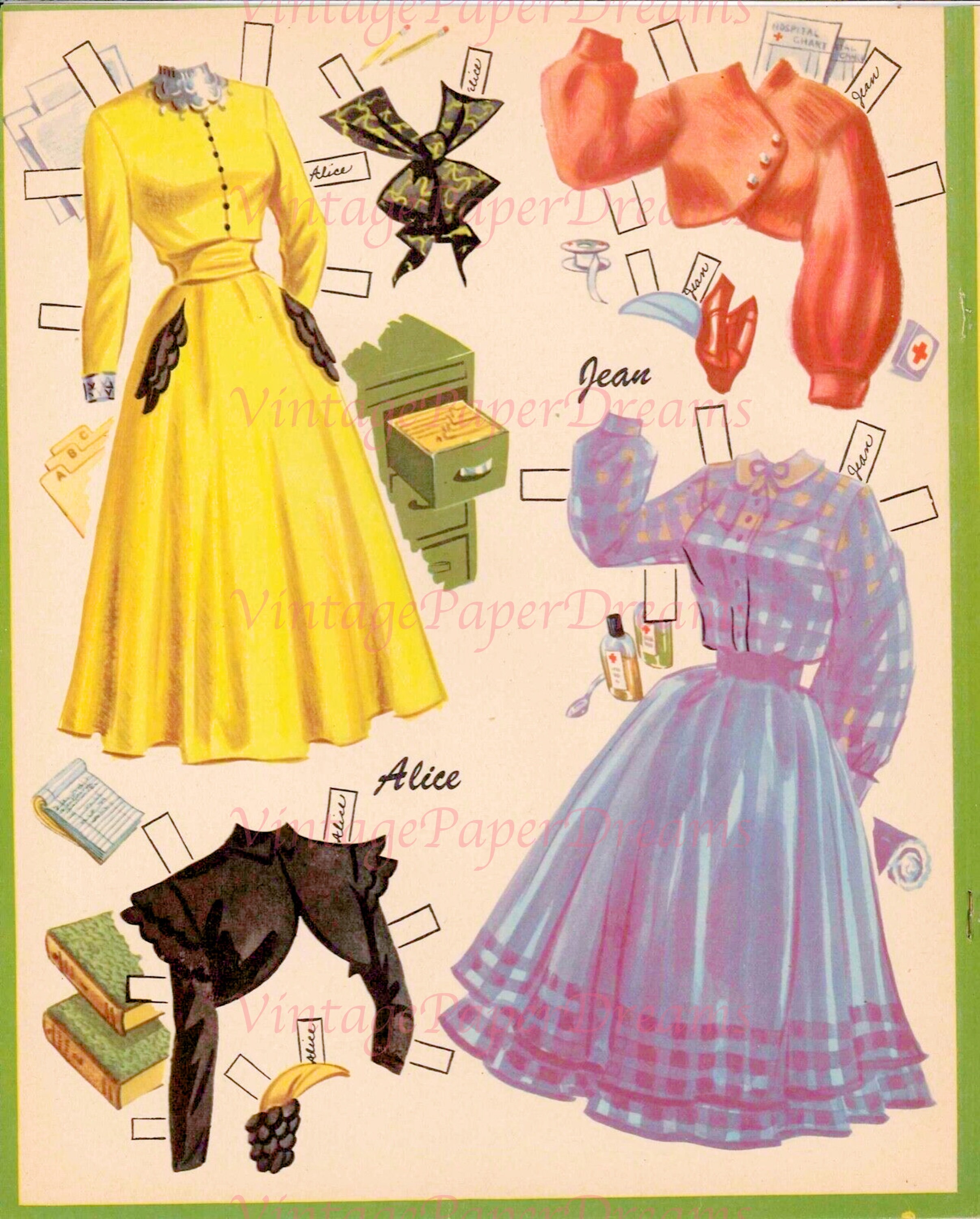 Vintage Paper Doll Printable PDF • WWII Nurse Paper Doll JPEG • 40s ...