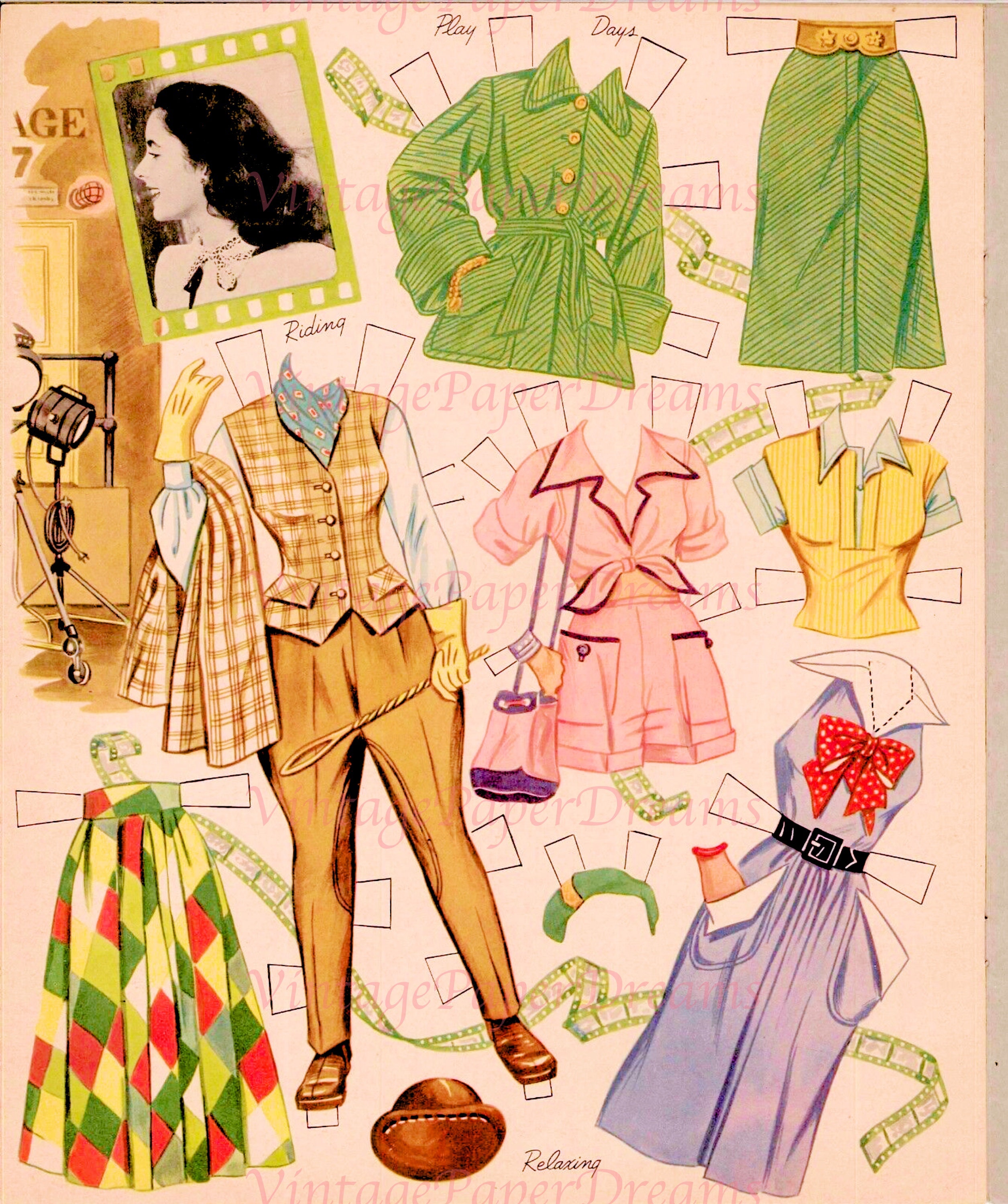 Vintage Paper Doll Printable PDF • elizabeth Taylor Paper Doll JPEG ...