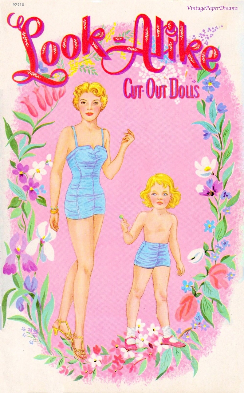 Vintage Paper Doll Printable PDF Mother Daughter Paper Dolls 50s 1950s ...