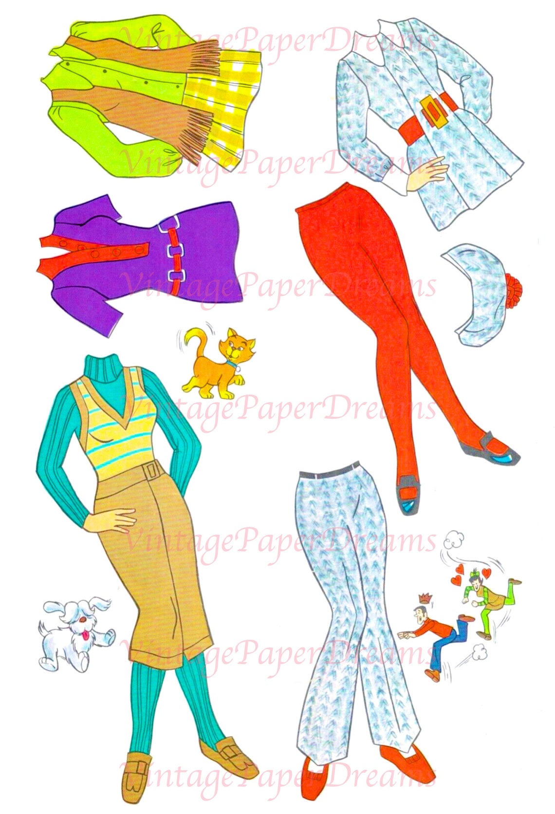 Vintage Paper Doll Printable PDF Sabrina Paper Doll 70s - Etsy