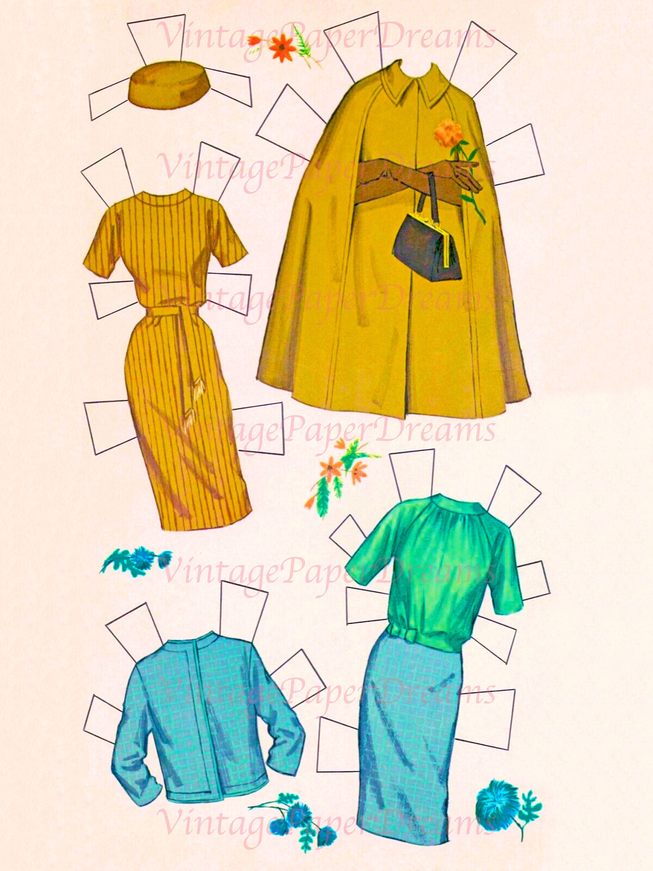 Vintage Paper Doll Printable PDF barbie Ken Paper Doll 60s - Etsy