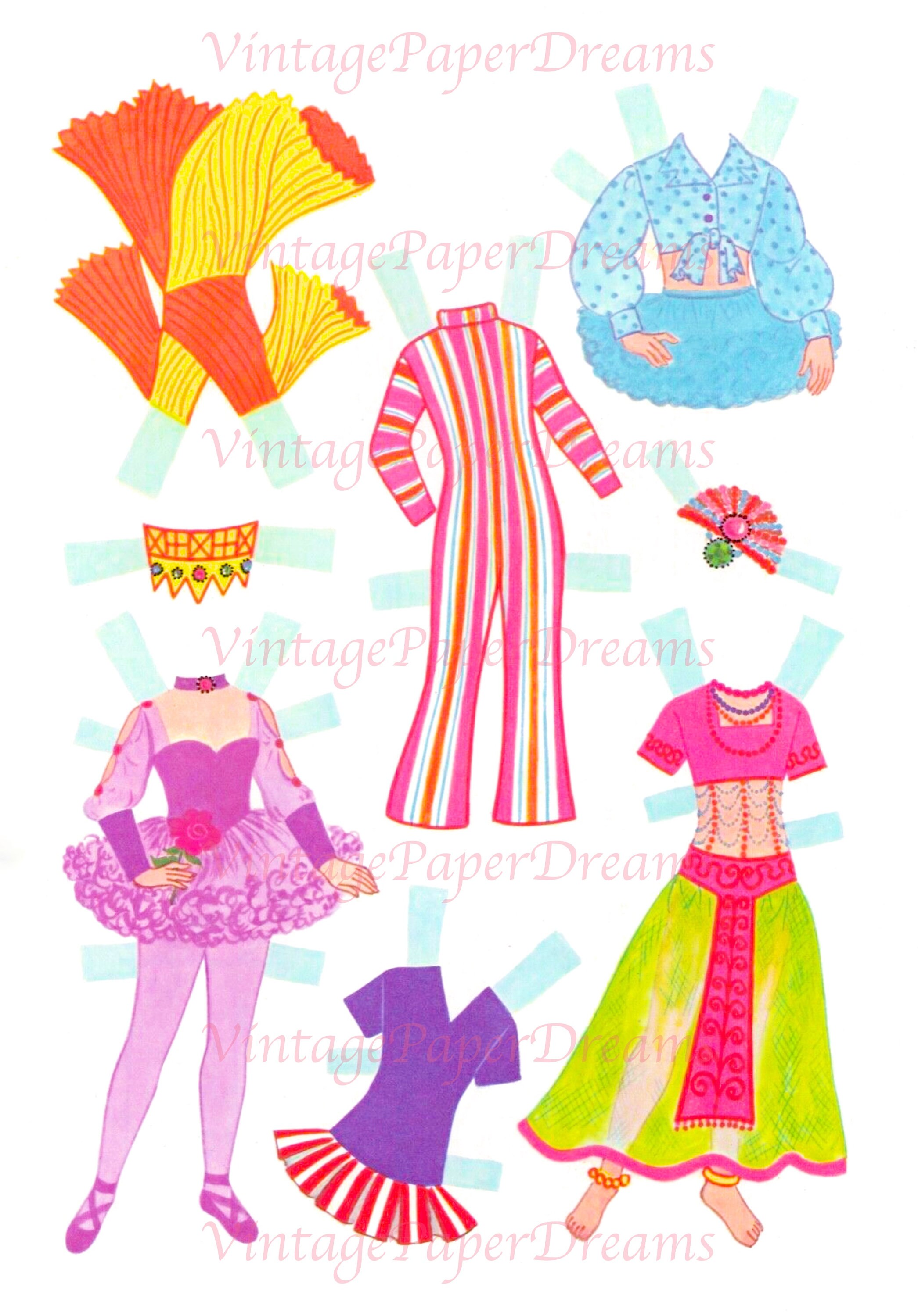 Vintage Paper Doll Printable PDF career Lady Paper Doll 70s 1970s Black ...