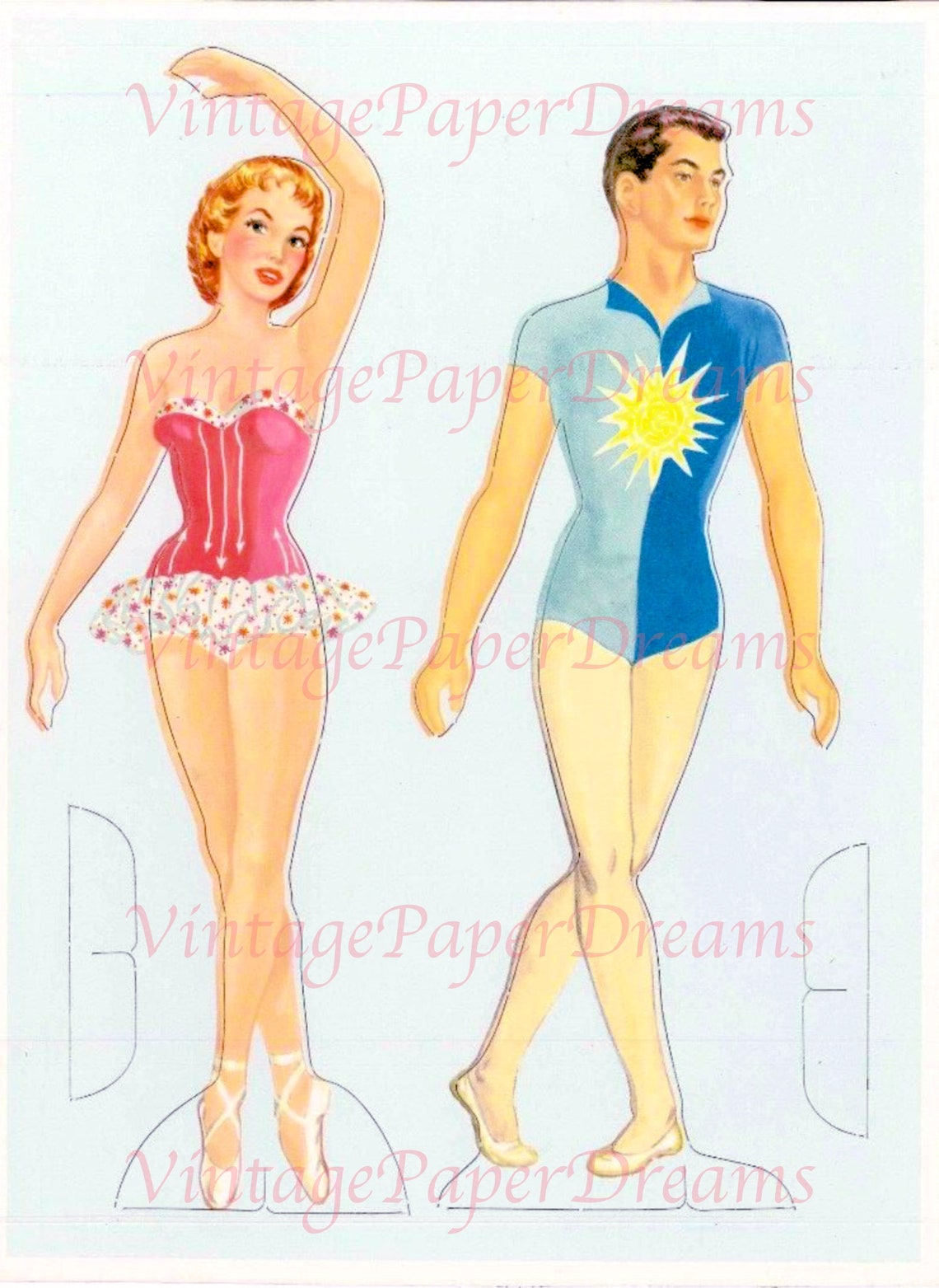 Vintage Paper Doll Printable PDF ballet Ballerina Paper Doll 50s 1950s ...