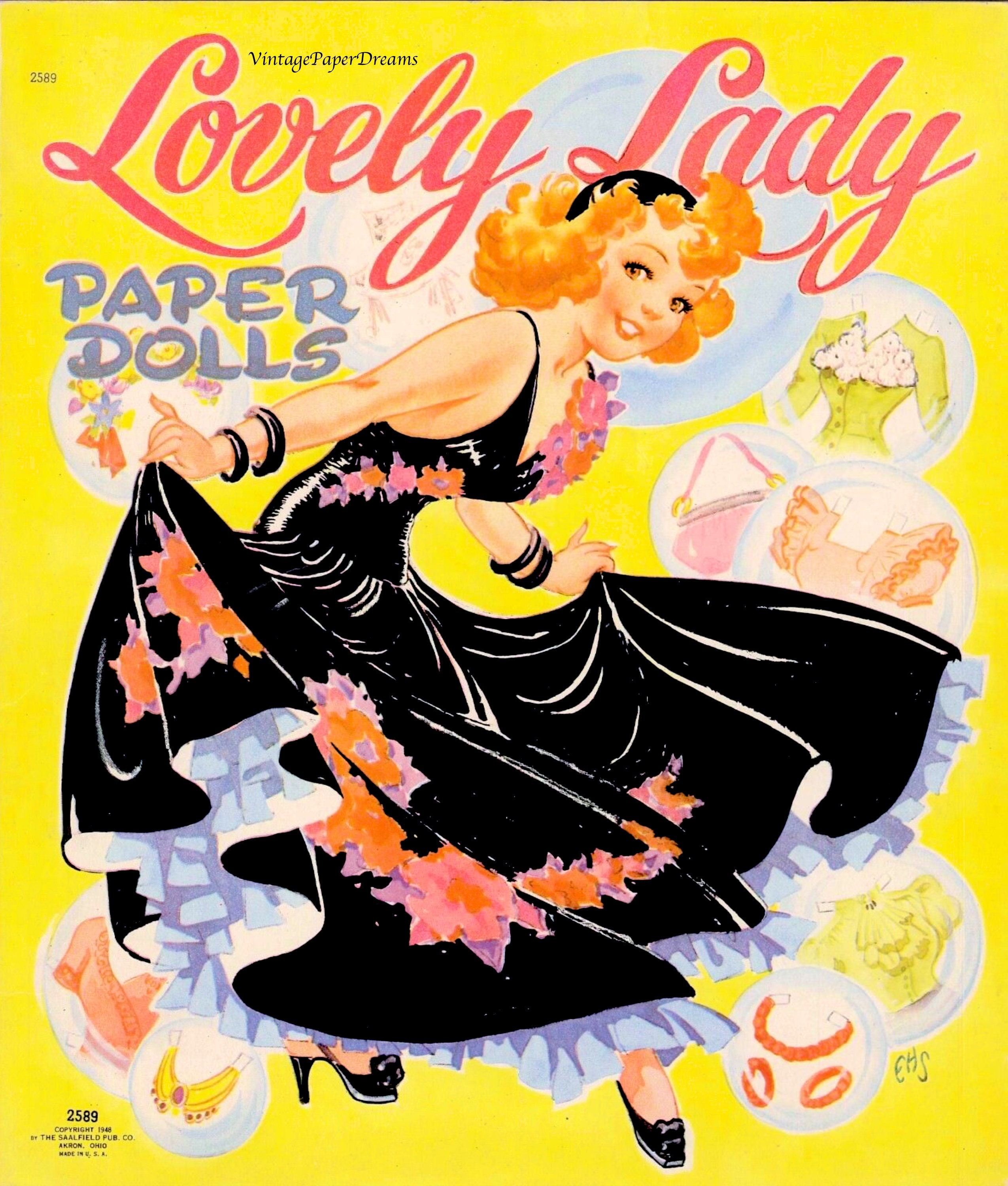 Vintage Paper Doll Printable PDF lovely Lady Paper Doll 40s 1940s Paper ...