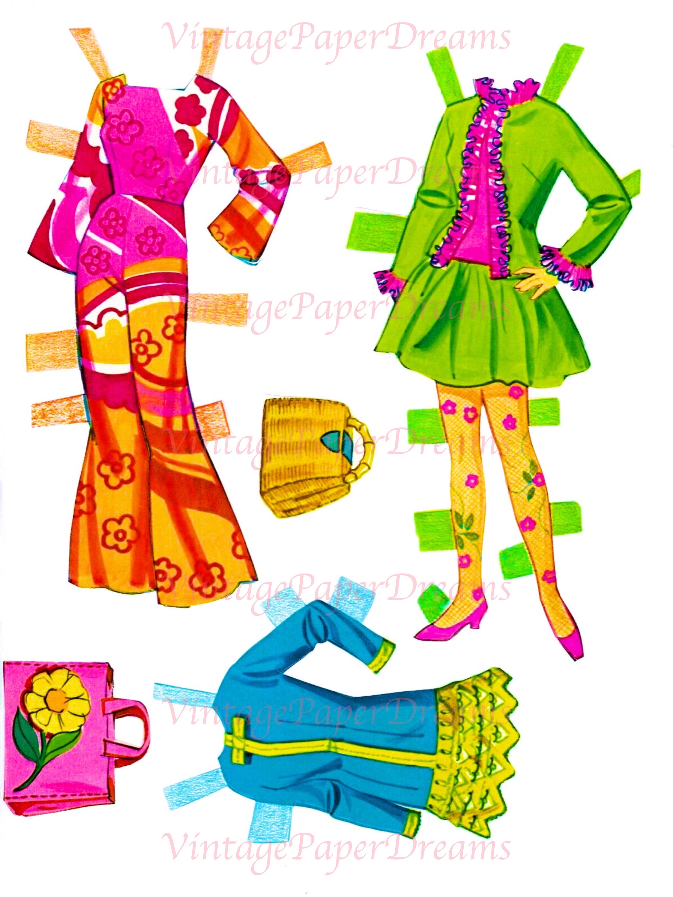 Barbie Paper Doll Printable Pdf Barbie Christie Stacey Paper Etsy