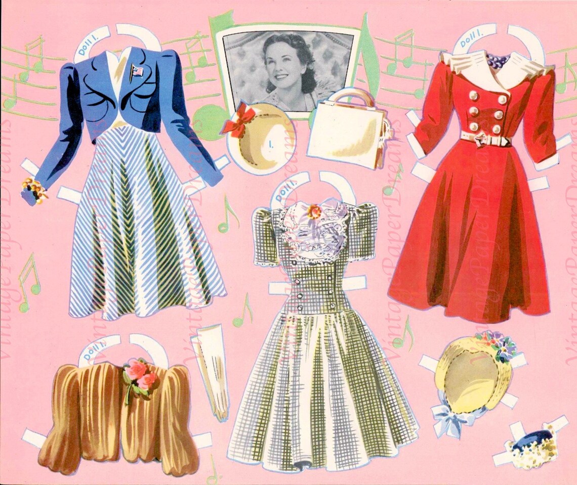 Vintage Paper Doll Printable PDF deanna Durbin Paper Doll 40s 1940s ...