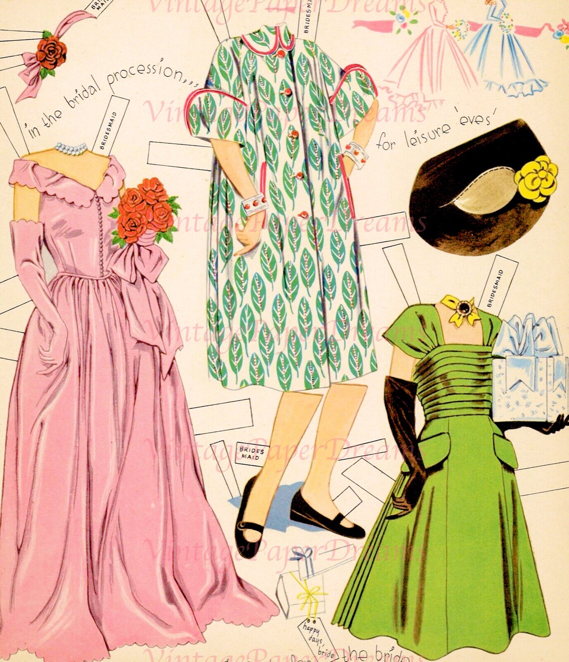 Vintage Paper Doll Printable PDF bride Paper Doll 50s - Etsy
