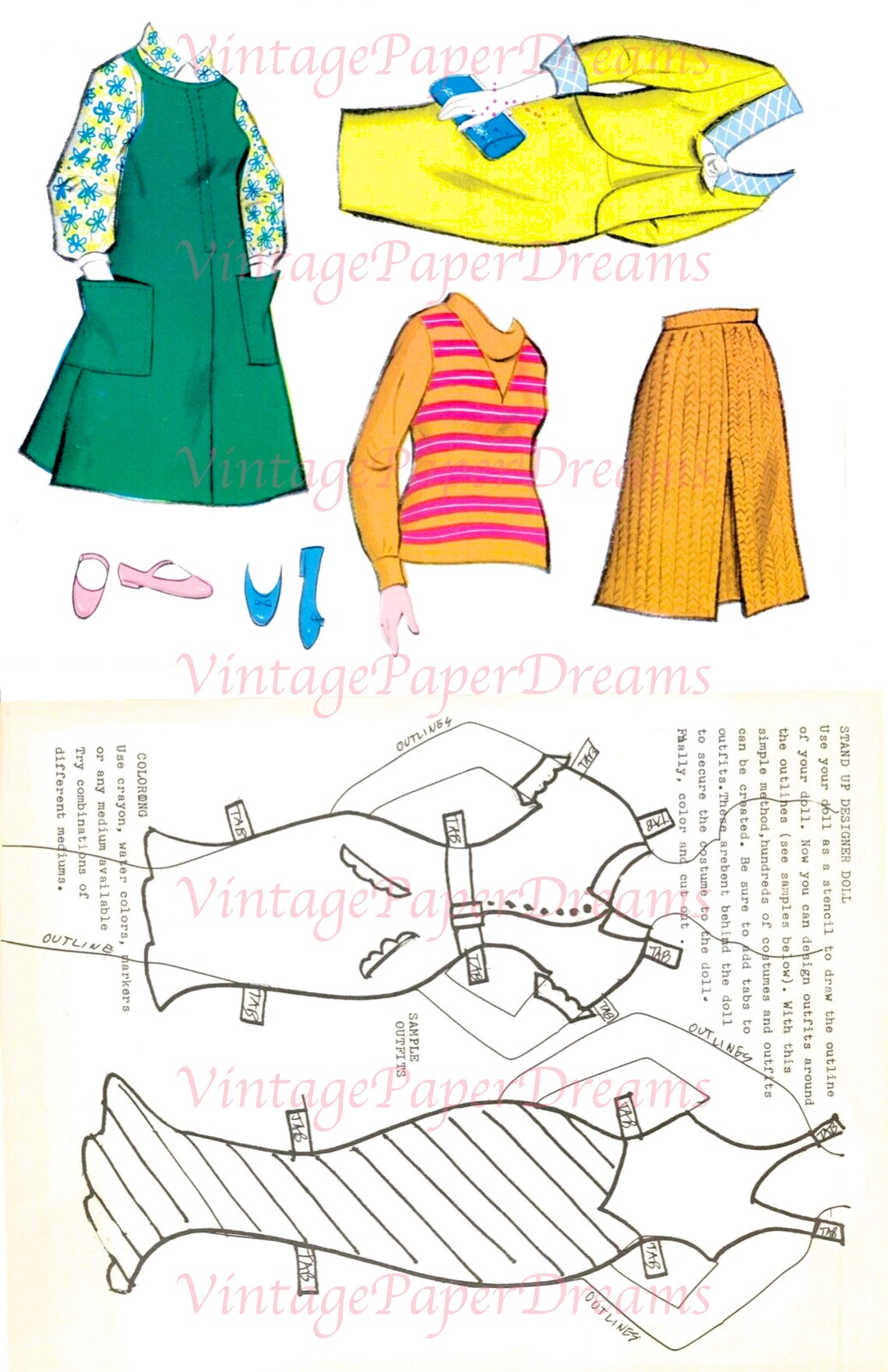 Vintage Paper Doll Printable PDF • gidget Paper Doll • 60s 1960s Paper ...