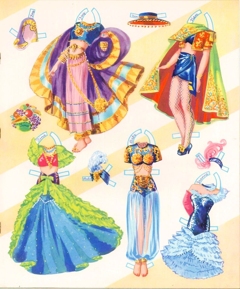 Vintage Paper Doll Printable PDF dancing Glamour Girls Paper - Etsy