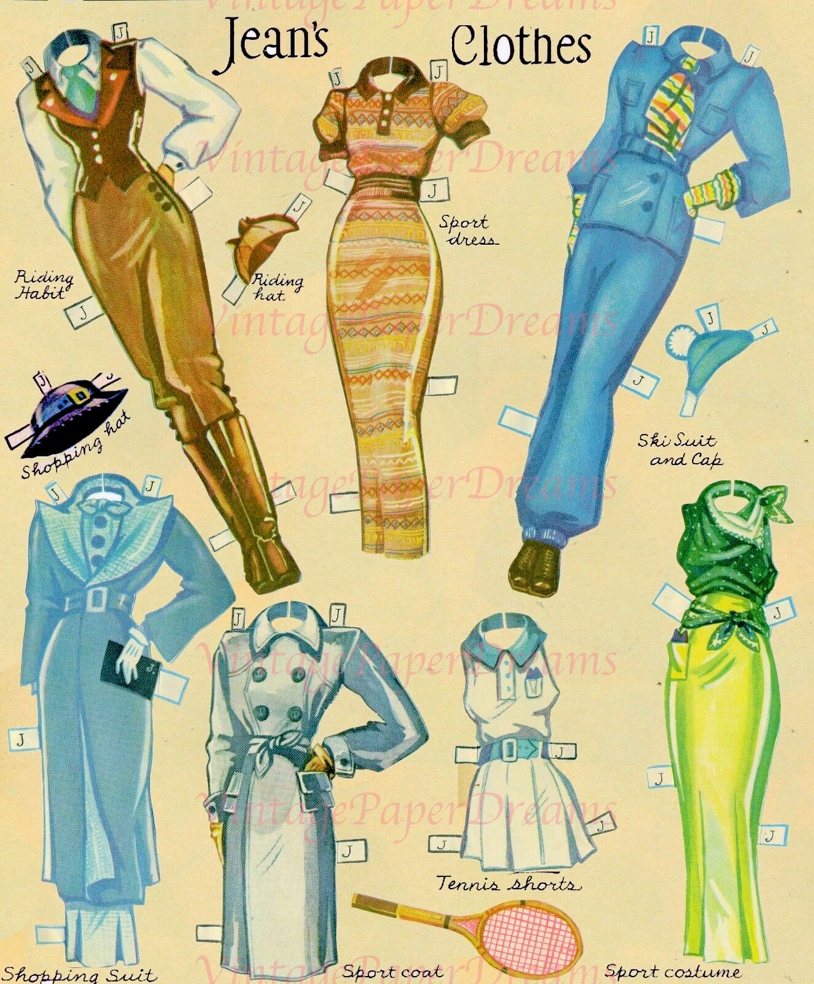 Vintage Paper Doll Printable PDF art Deco Paper Doll 30s - Etsy