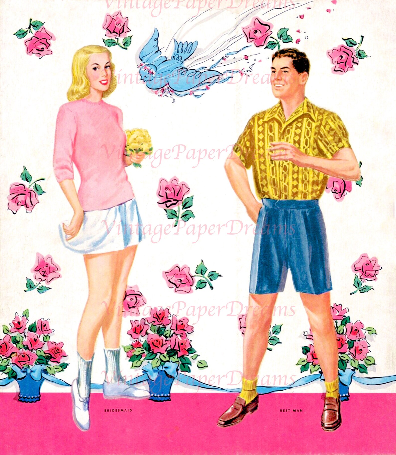 Vintage Paper Doll Printable PDF • bride Paper Doll • 50s 1950s Paper ...