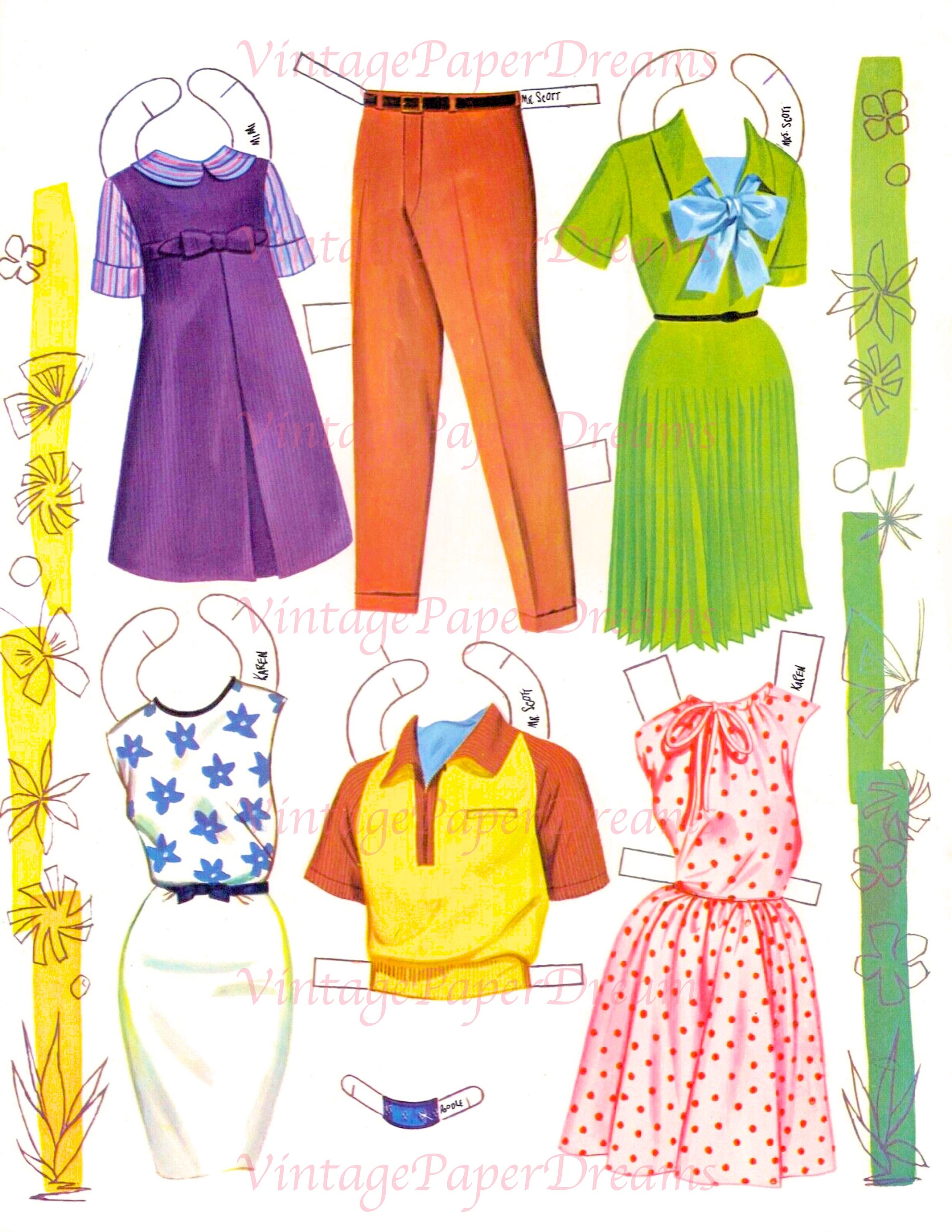 Vintage Paper Doll Printable PDF • karen Paper Dolls • 60s 1960s ...