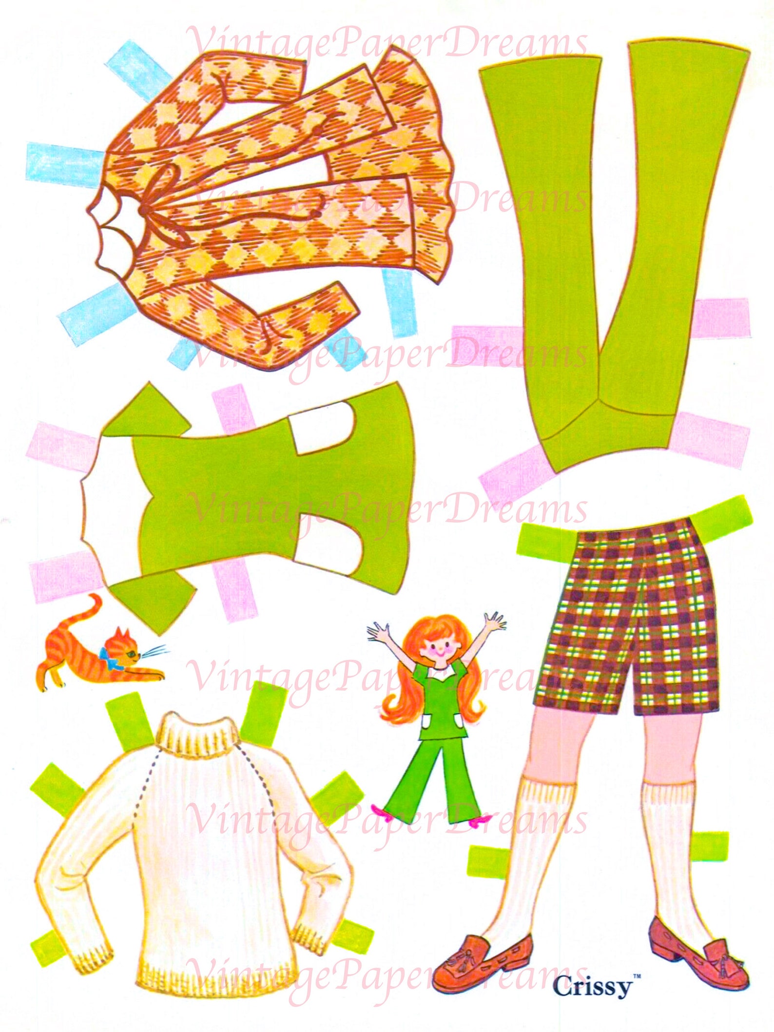 Vintage Paper Doll Printable PDF crissy Paper Doll 70s - Etsy