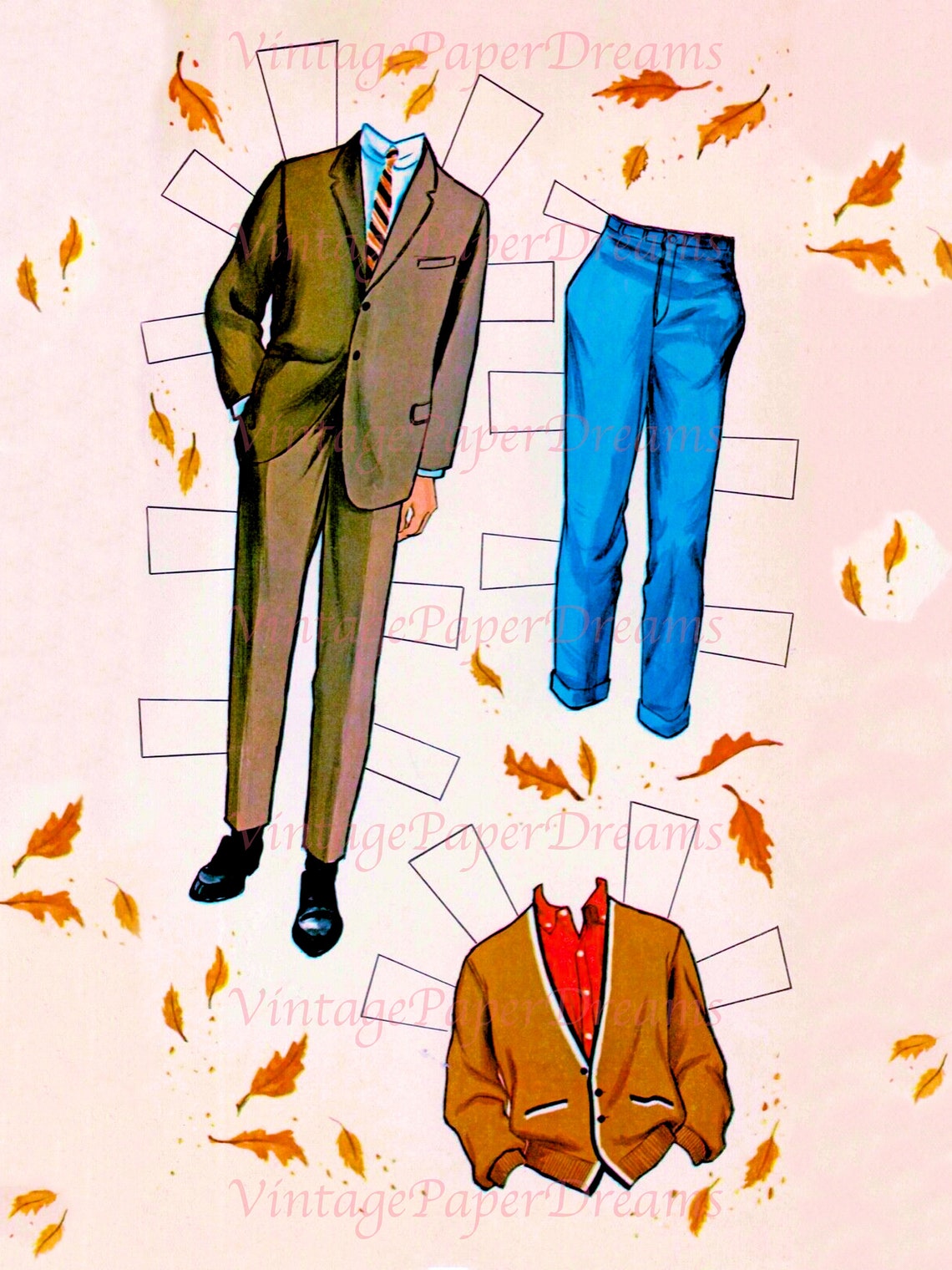 Vintage Paper Doll Printable PDF barbie Ken Paper Doll 60s - Etsy