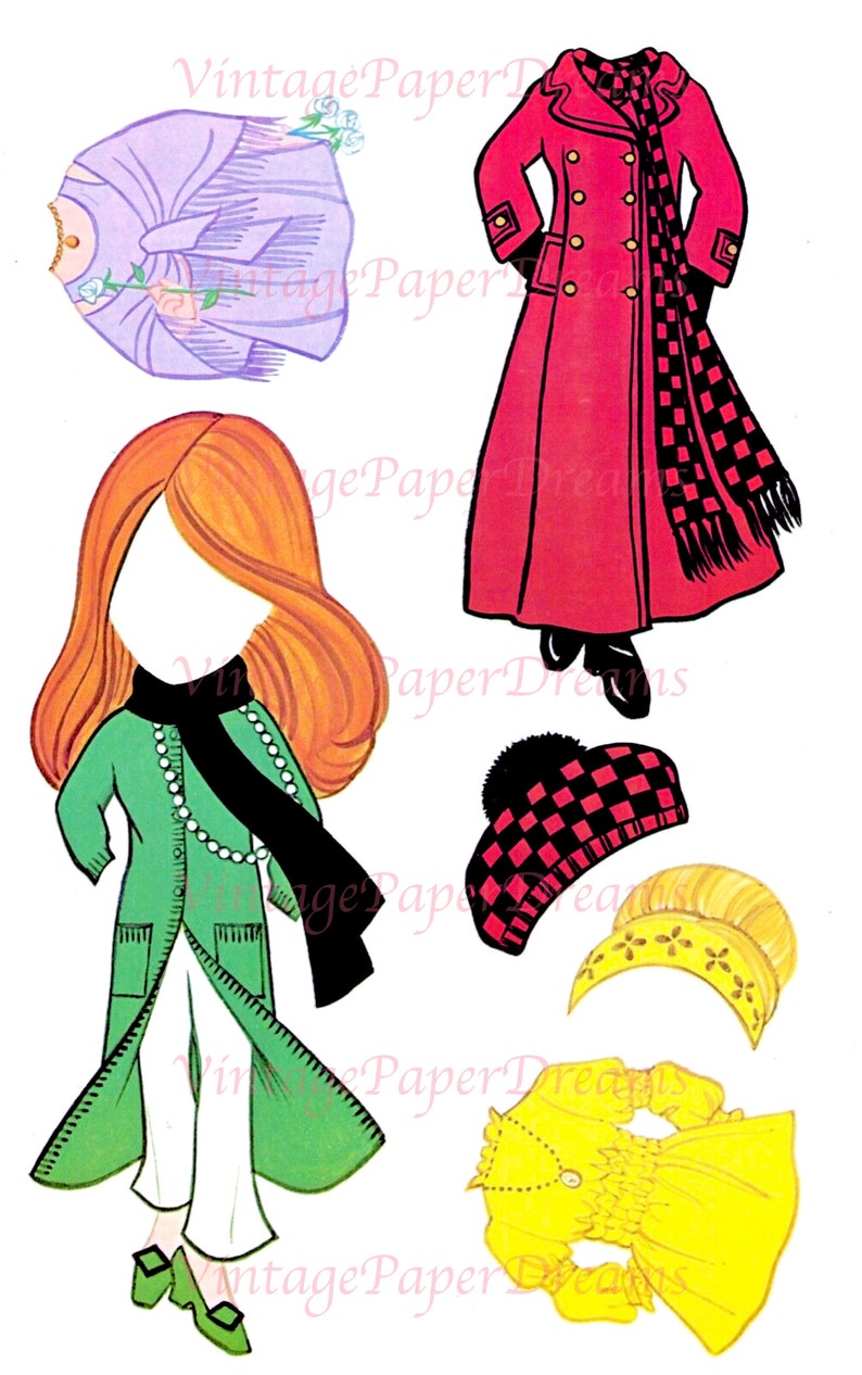 Vintage Paper Doll Printable Pdf Brigitte Paper Doll Book Jpeg 70s 1970s Paper Doll Digital