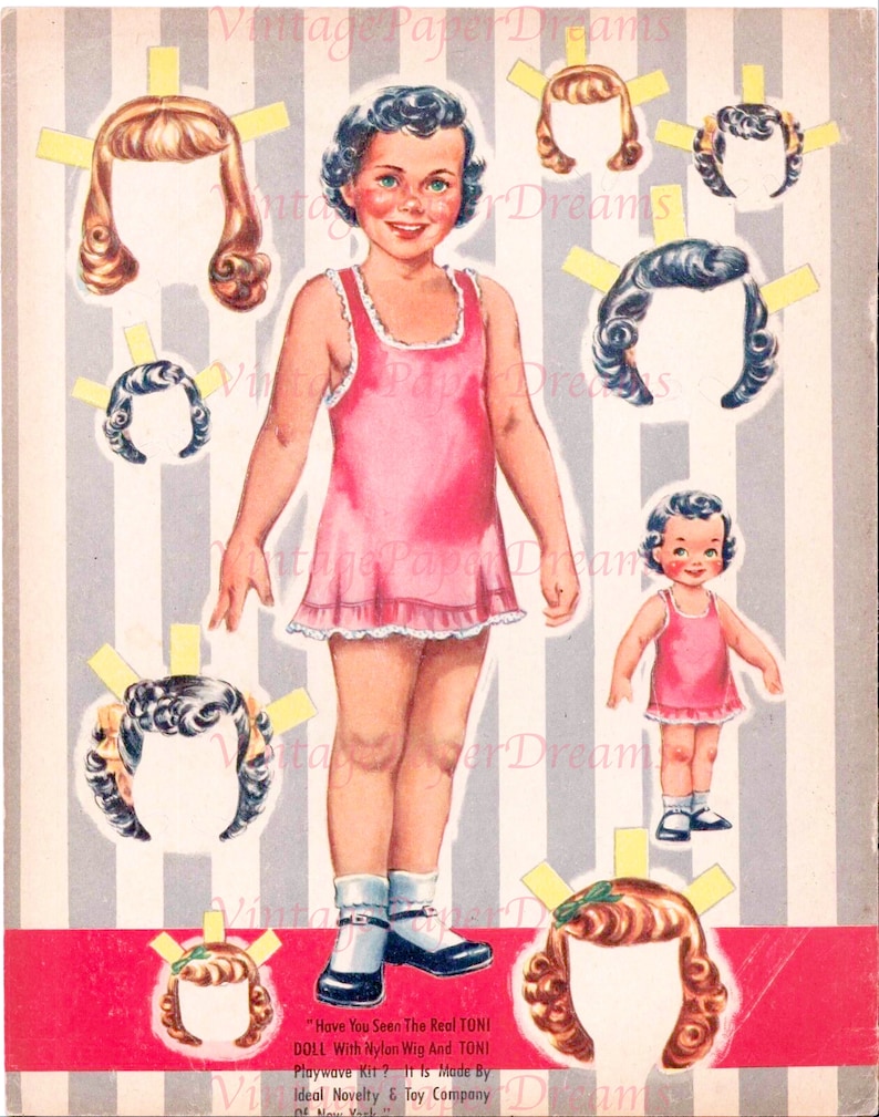 Vintage Paper Doll Printable PDF toni Hair-do Paper Doll JPEG 50s 1950s ...