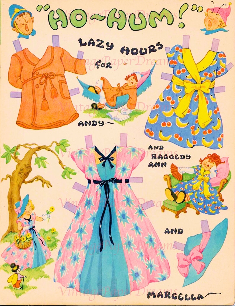 Vintage Paper Doll Printable PDF raggedy Ann Andy Paper - Etsy