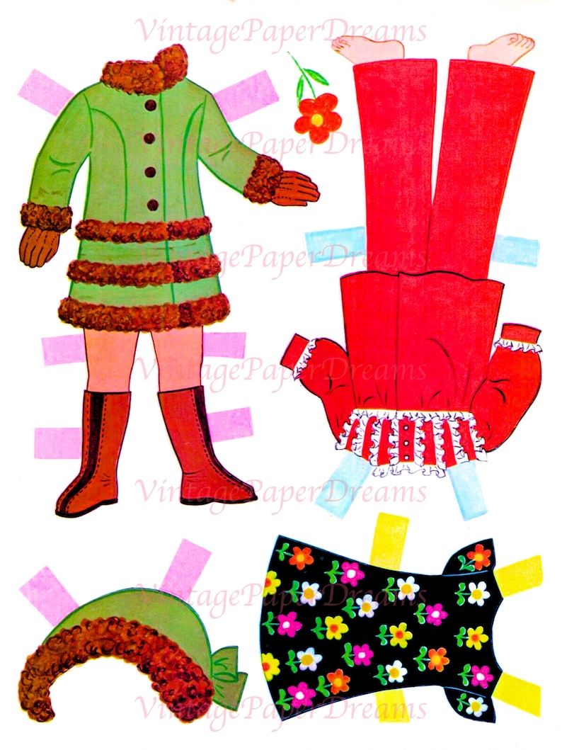 Vintage Paper Doll Printable PDF sketchy Paper Doll 70s 1970s Paper ...