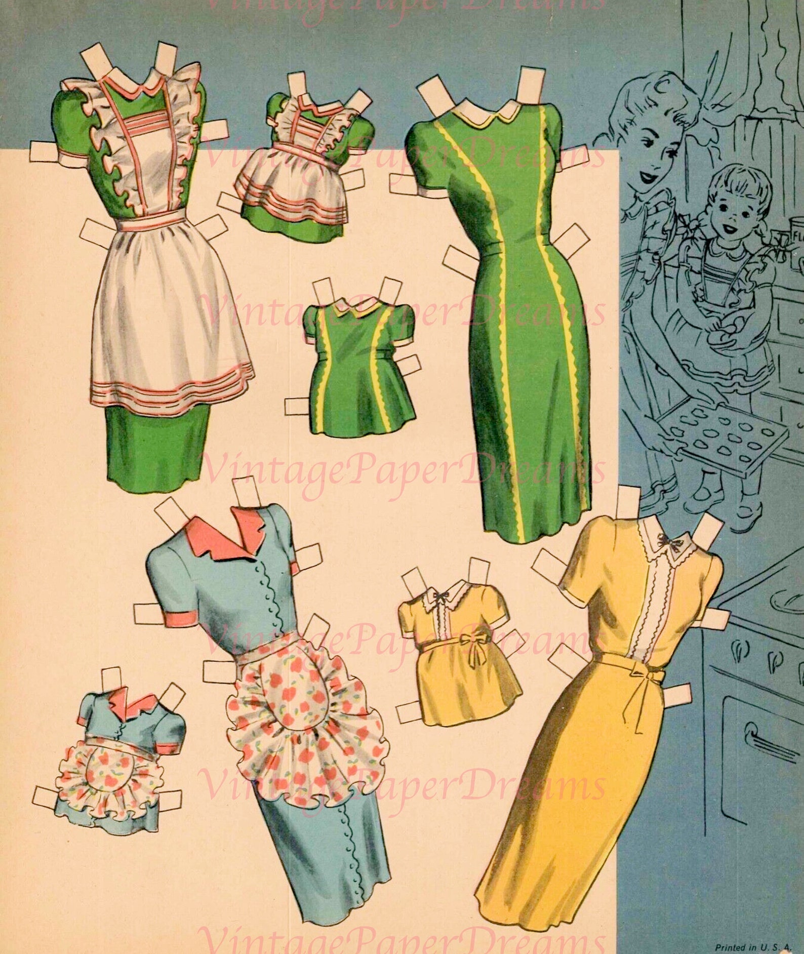 Vintage Paper Doll Printable PDF Mother Daughter Paper Dolls 40s 1940s ...