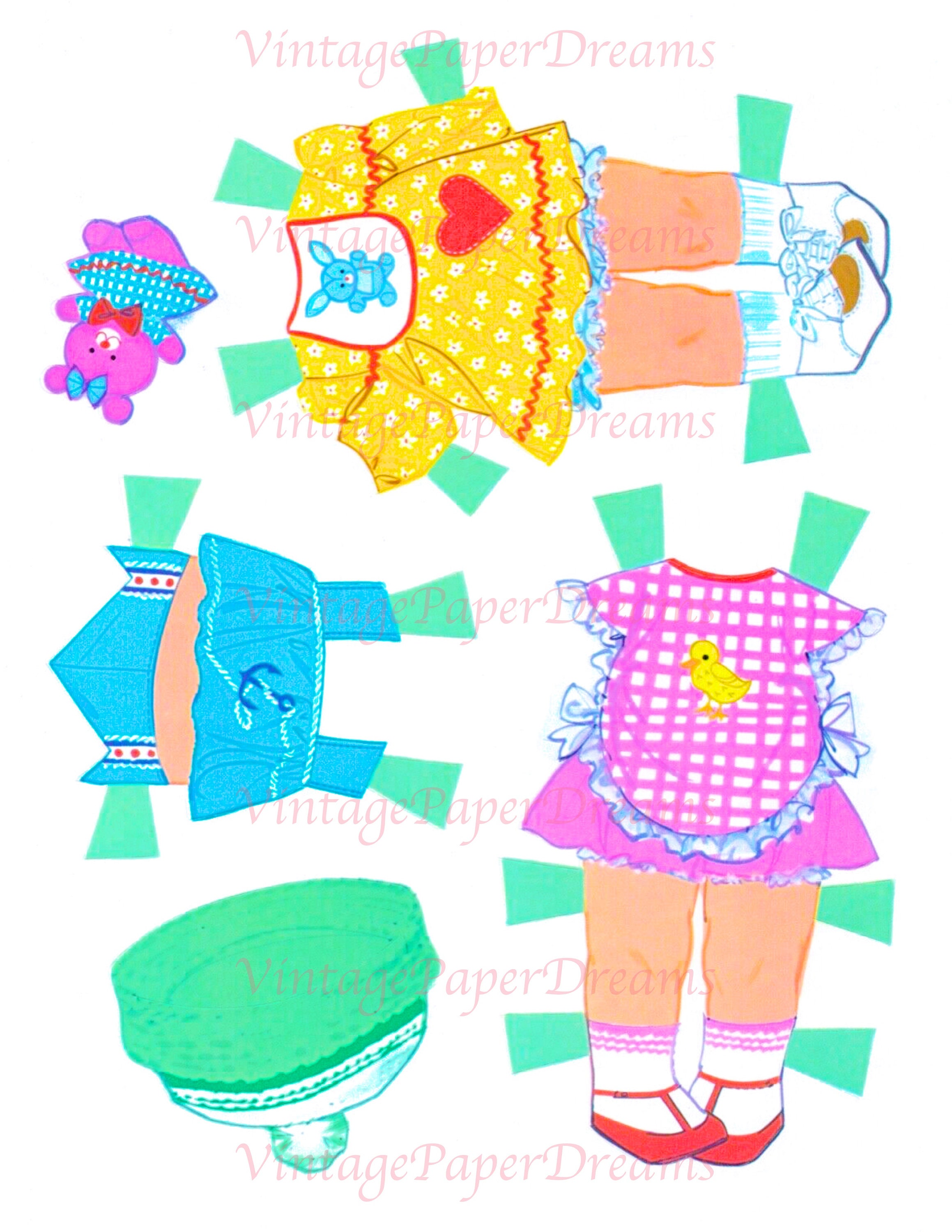 Vintage Paper Doll Printable PDF baby Paper Doll 70s 1970s Paper Doll ...