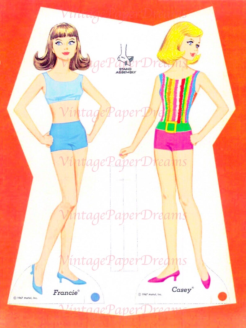 Vintage Paper Doll Printable Pdf Francie Paper Doll 60s Etsy
