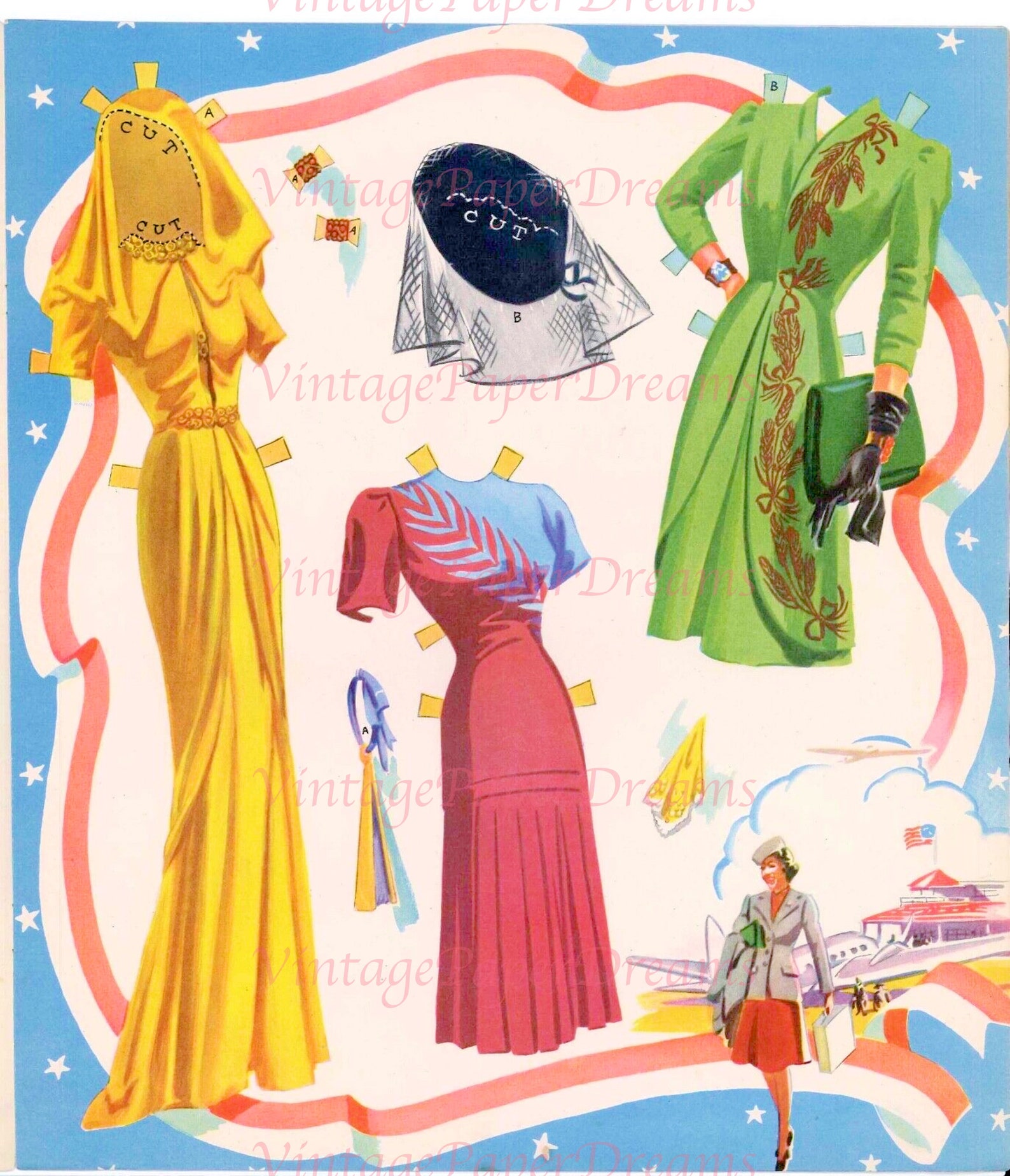 Vintage Paper Doll Printable PDF claudette Colbert Paper Doll 40s 1940s ...