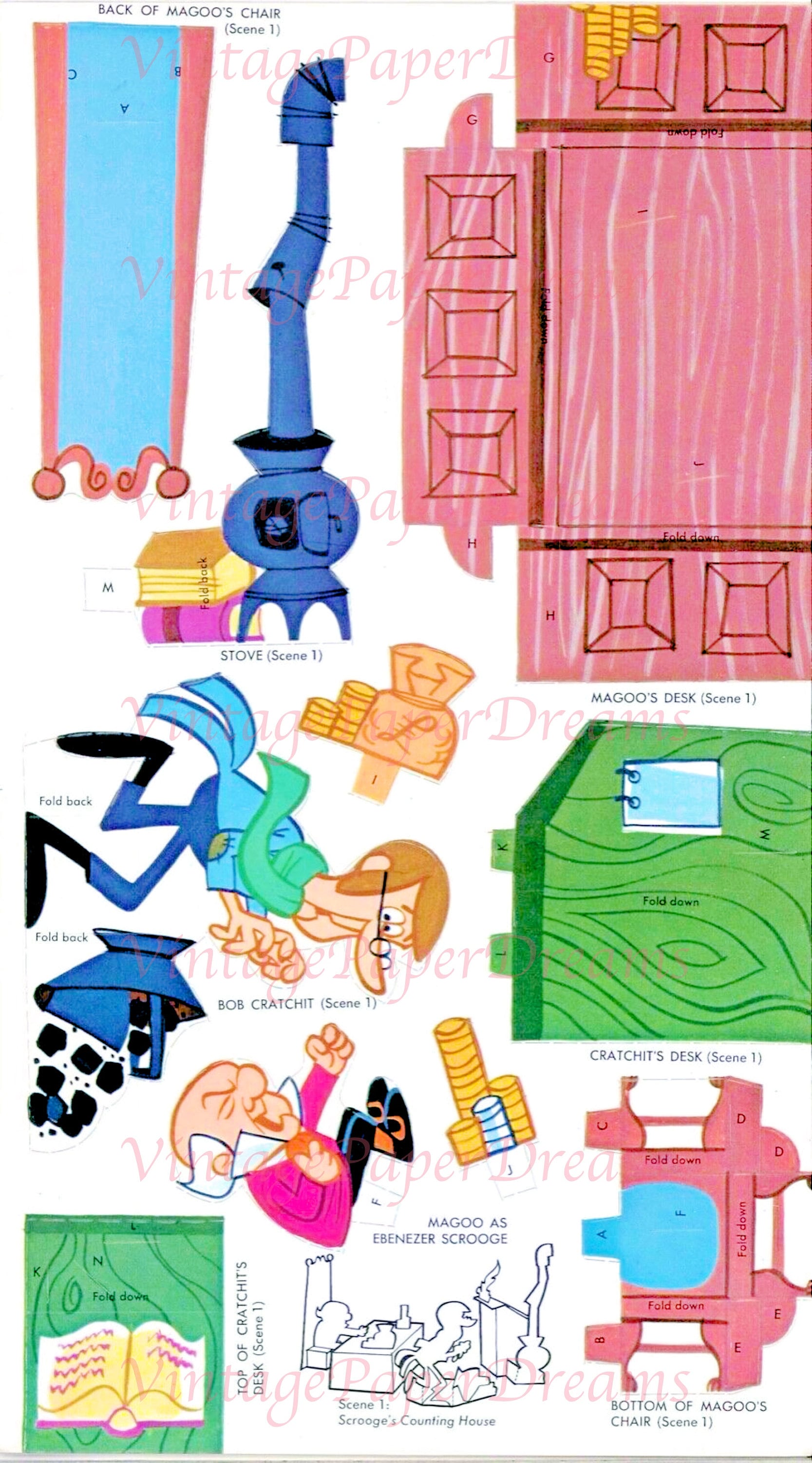 Vintage Christmas Activity Book Printable PDF Mister Magoo's Christmas Carol Paper Doll Craft ...