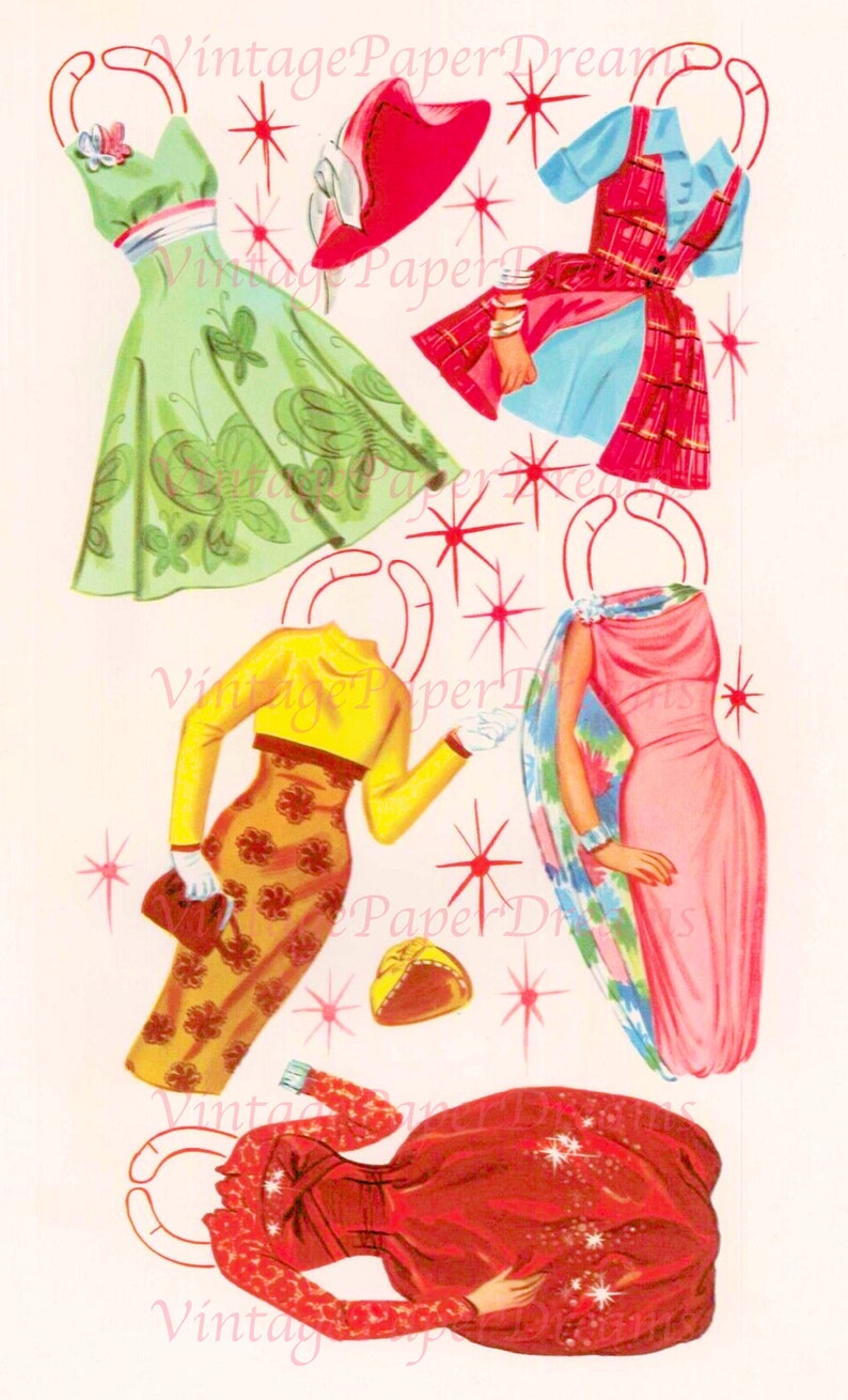 Vintage Paper Doll Printable PDF donna Reed Paper Doll 60s 1960s Woman Paper Doll Digital ...