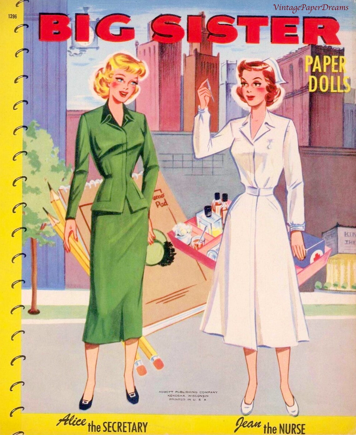 Vintage Paper Doll Printable PDF Sister Nurse Paper Dolls 40s 1940s ...