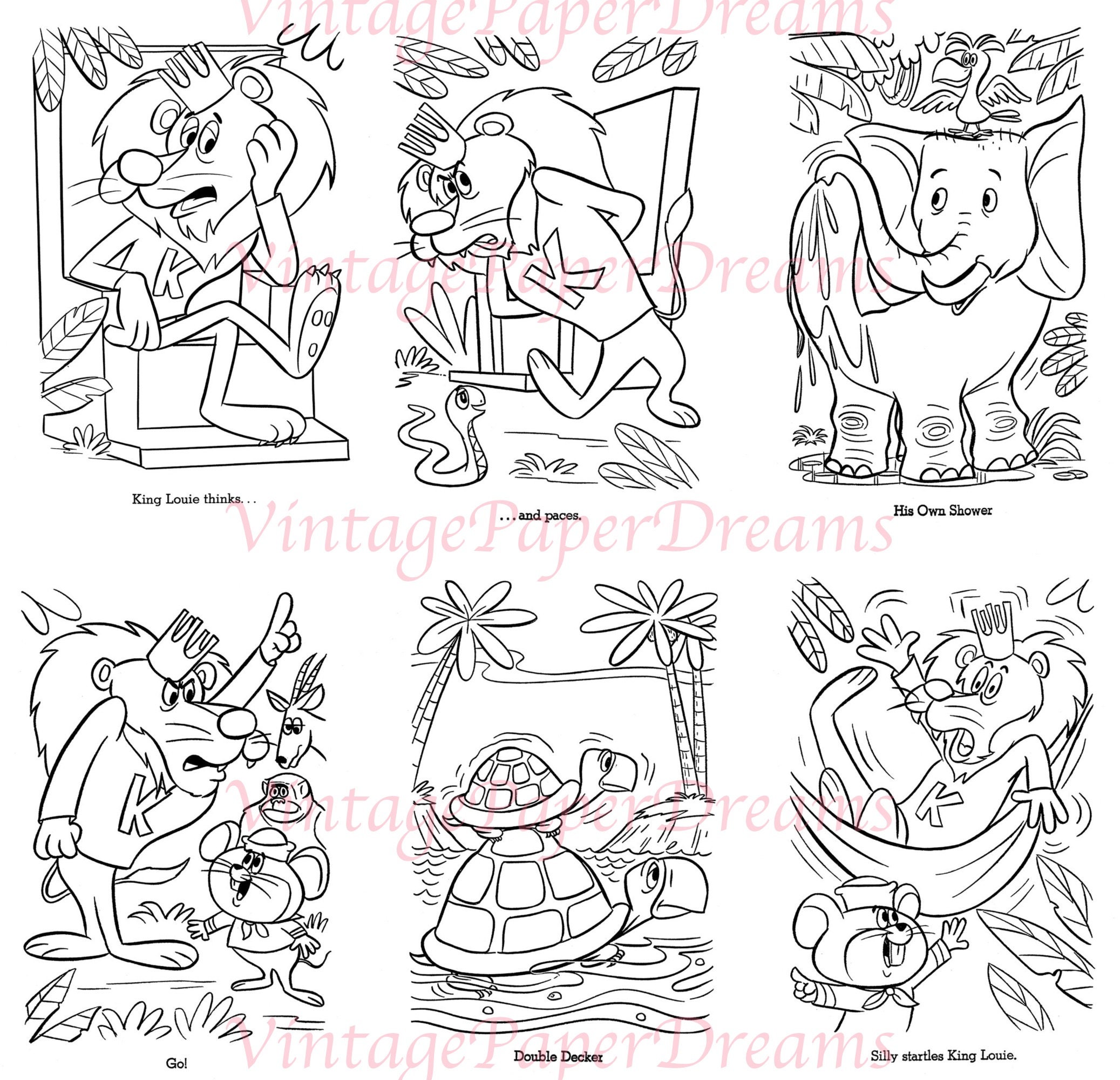 Vintage Coloring Book Printable PDF louie the Lion Colouring Book 60s ...