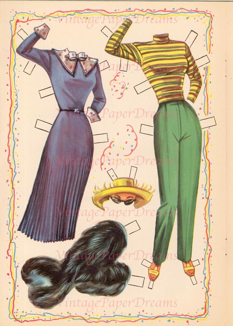 Vintage Paper Doll Printable PDF nora Drake Paper Doll 50s - Etsy