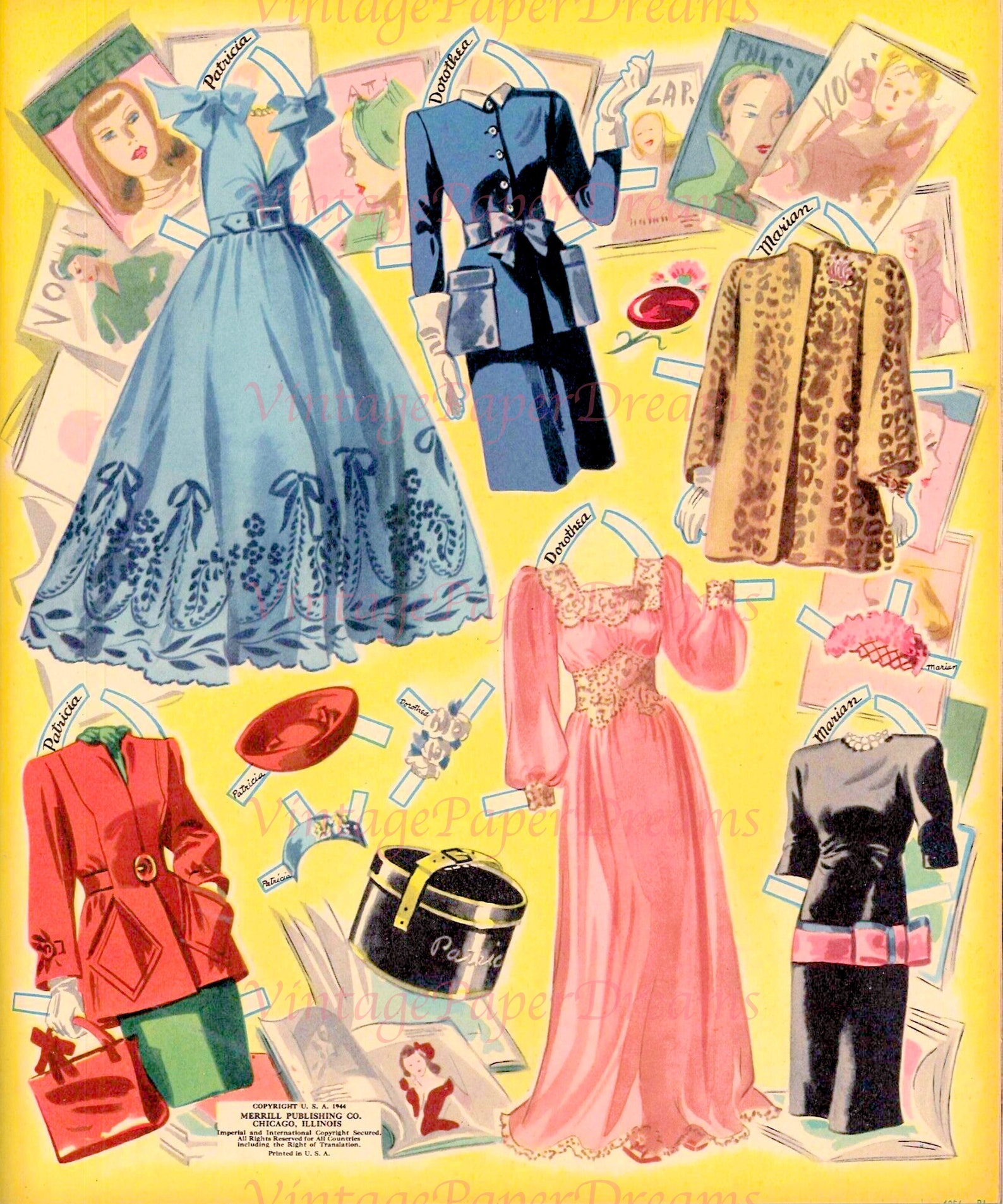 Vintage Paper Doll Printable PDF cover Girls Paper Doll - Etsy